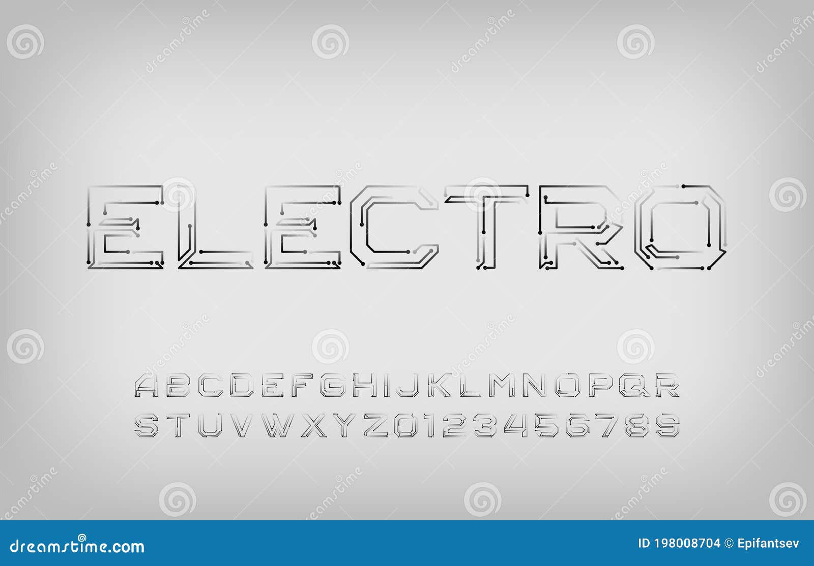 Electro Alphabet Of Iridescent Letters Of Shining Rings. Glowing Spiral ...