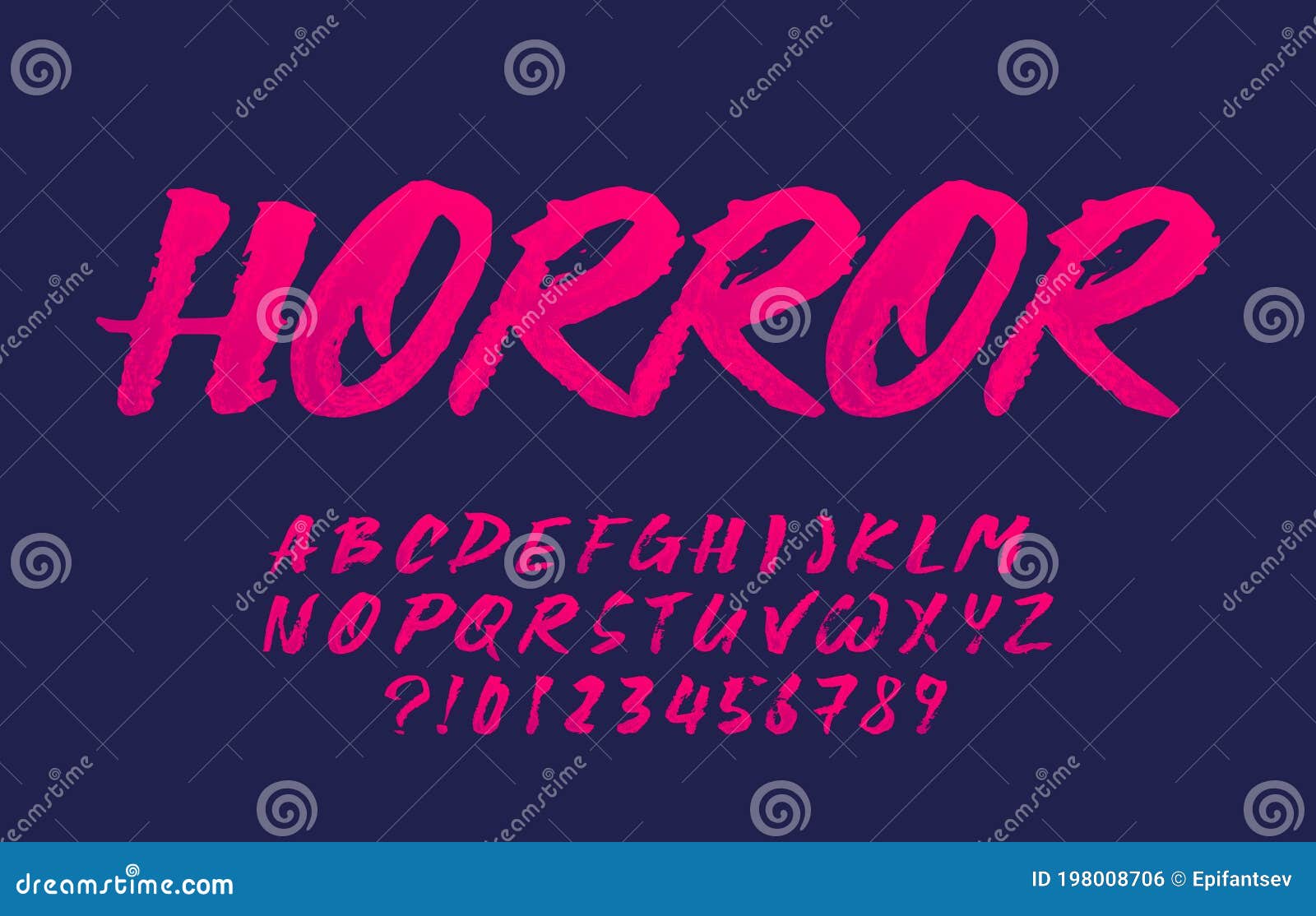 Horror Letters And Numbers Set. Scary Cartoon Style Vector Latin ...