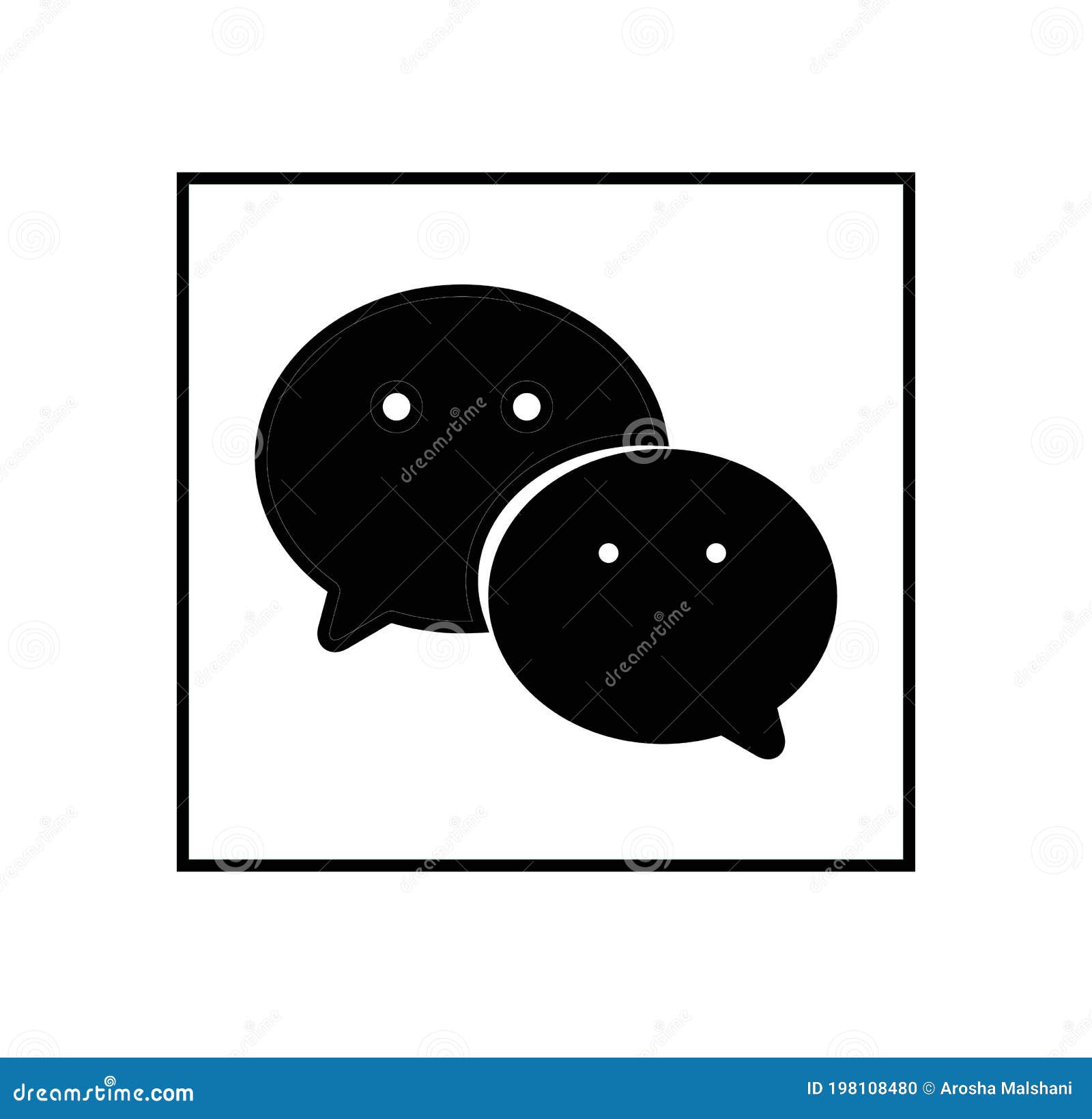 Wechat Logo Icon Black, Isolated on White Background. Editorial Image ...