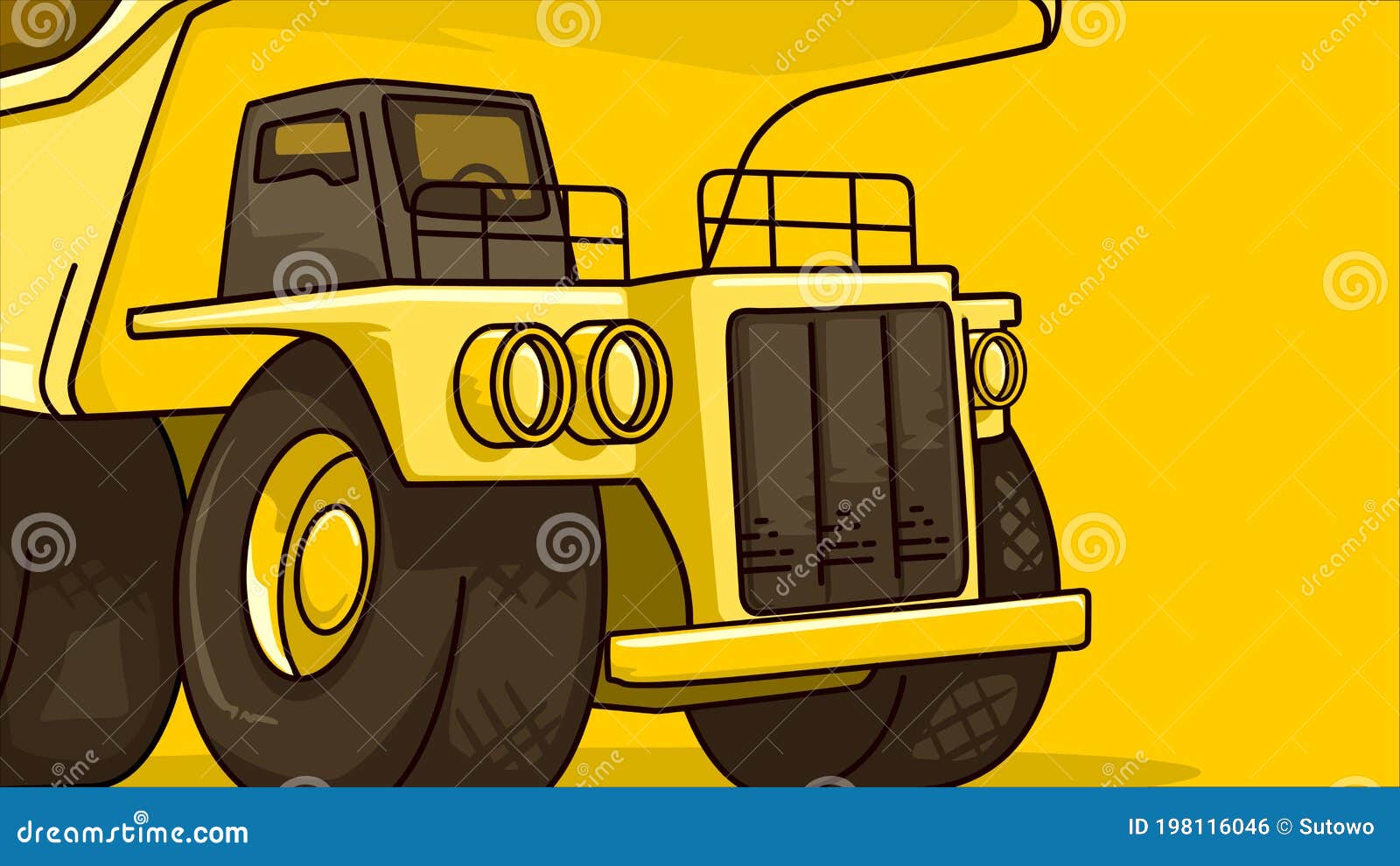 Very Close Up Mining Truck Cartoon Vector Illustration Stock ...