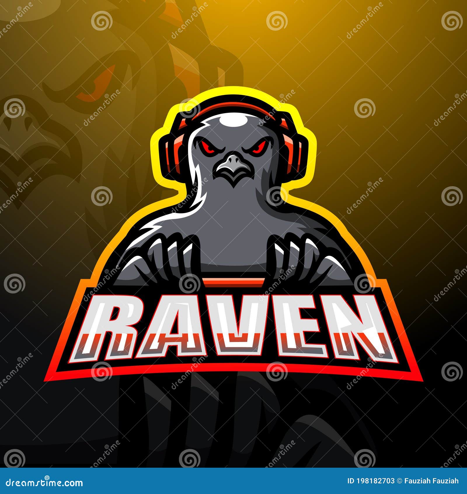 Raven Game Player Esport Mascot Logo Design Stock Vector - Illustration ...