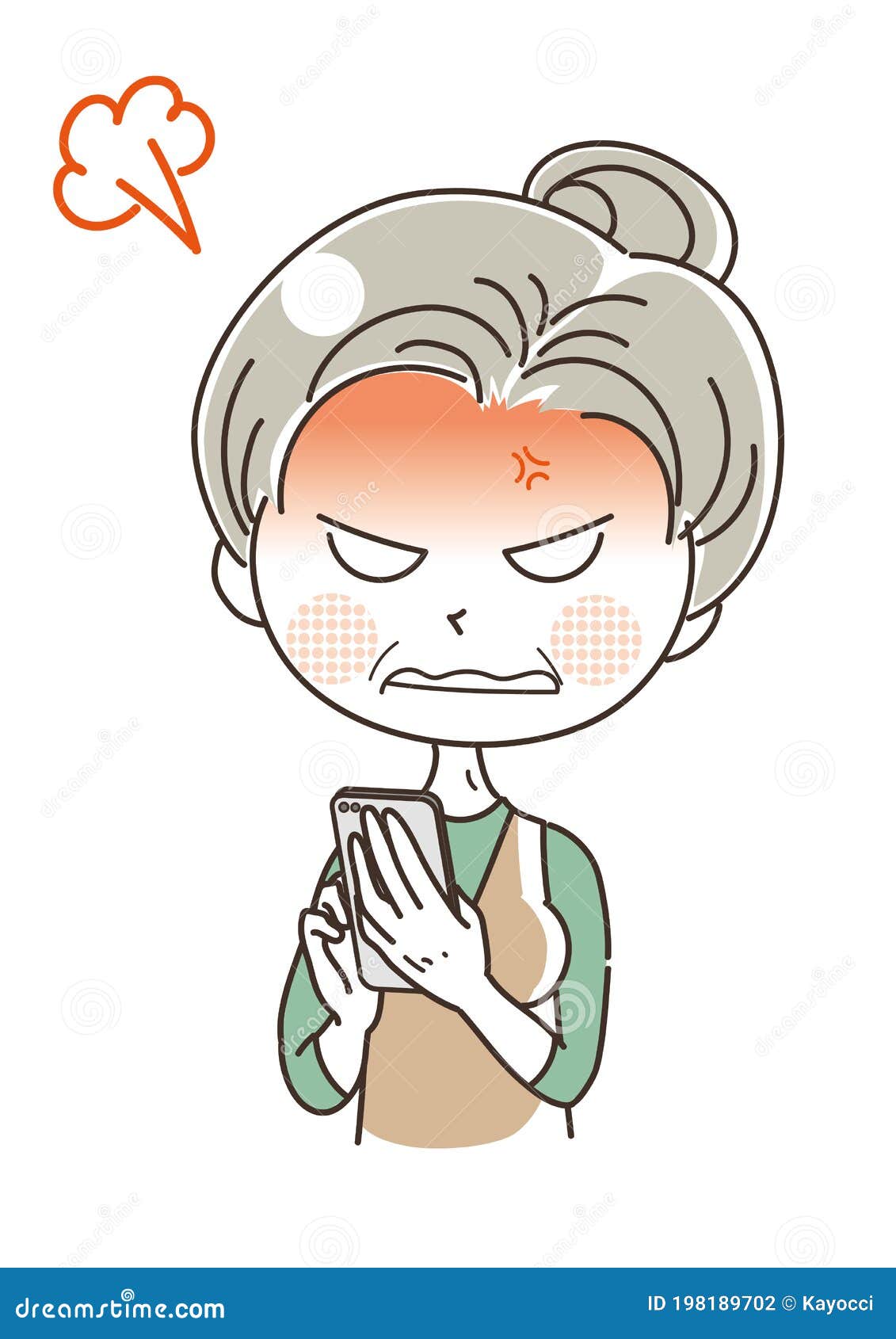 A Senior Woman Operating a Mobile Phone - Anger Stock Vector ...