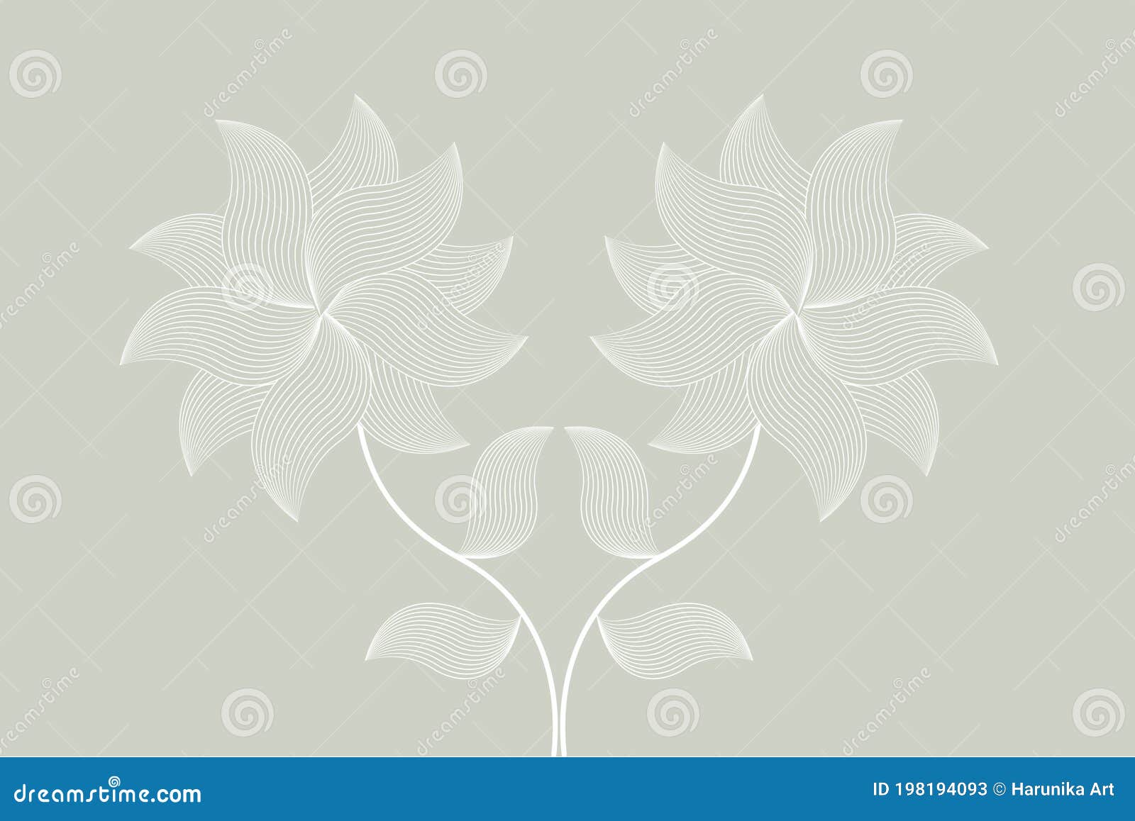 Vector Illustration of Flower with White Line Art Stock Vector ...