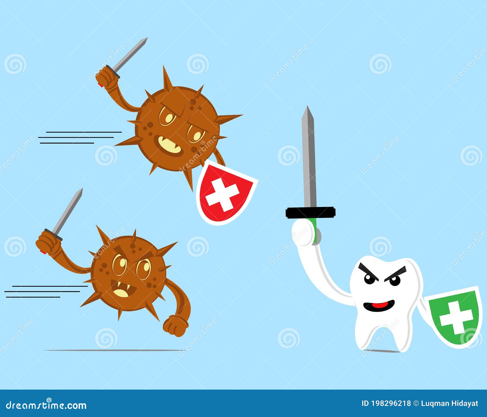 Illustration Cartoon Character of Tooth Fight with Bacterias Stock ...