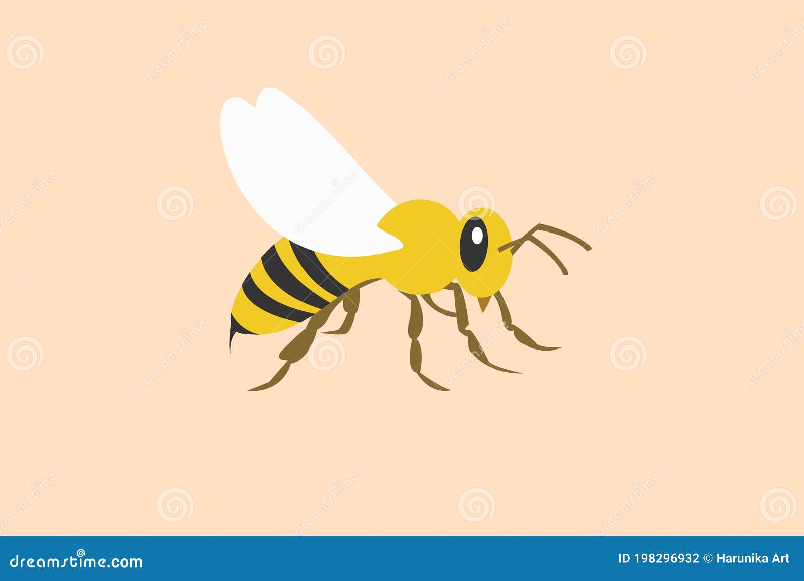 Vector Illustration of a Flying Bee Stock Vector - Illustration of ...