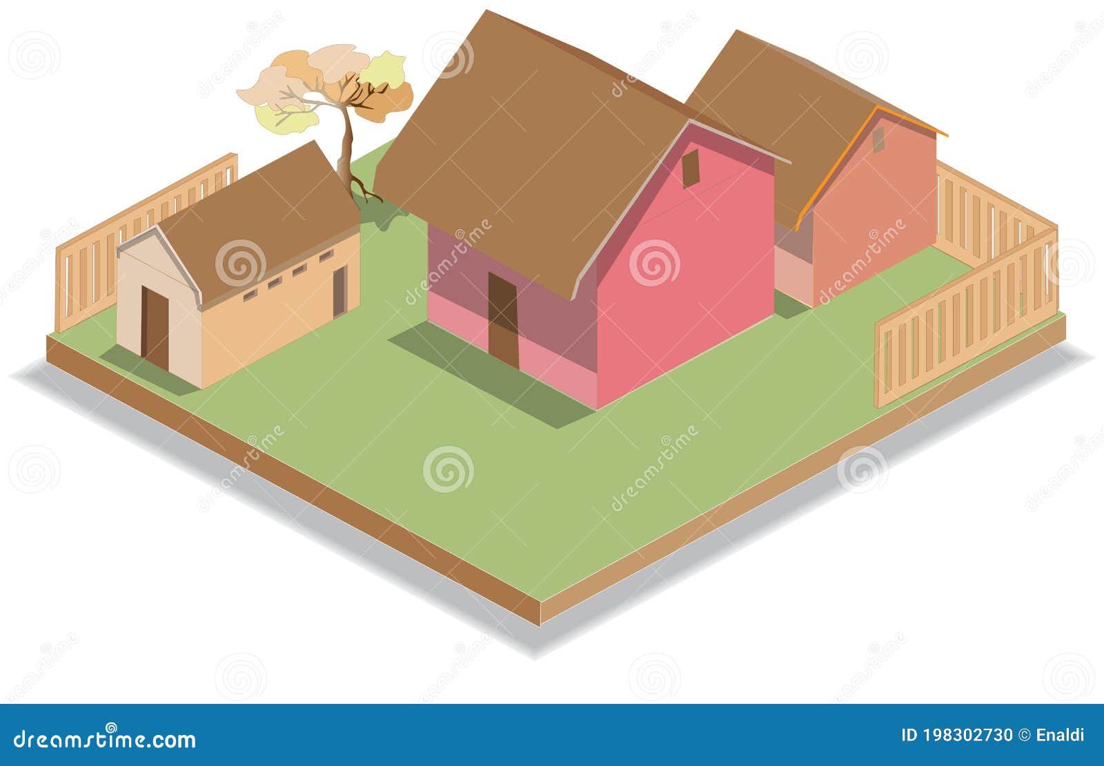 Isometric Barn and Farm House Stock Vector - Illustration of eps10 ...