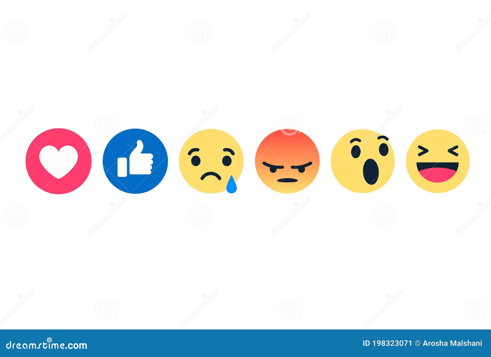 Facebook Emoji Icons. Isolated On White Background. Cartoon Vector ...