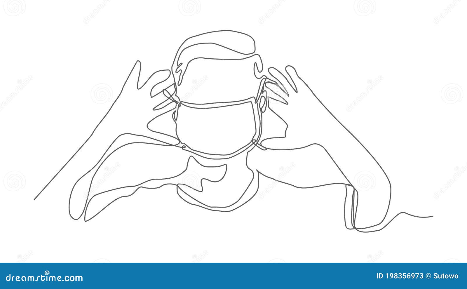 Man Wearing Mask Single Line Editable Line Vector Illustration Stock ...