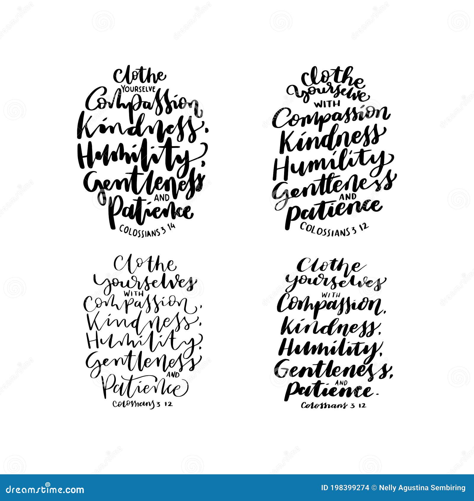 Set of Printable Scripture Lettering on White Background Stock Vector ...