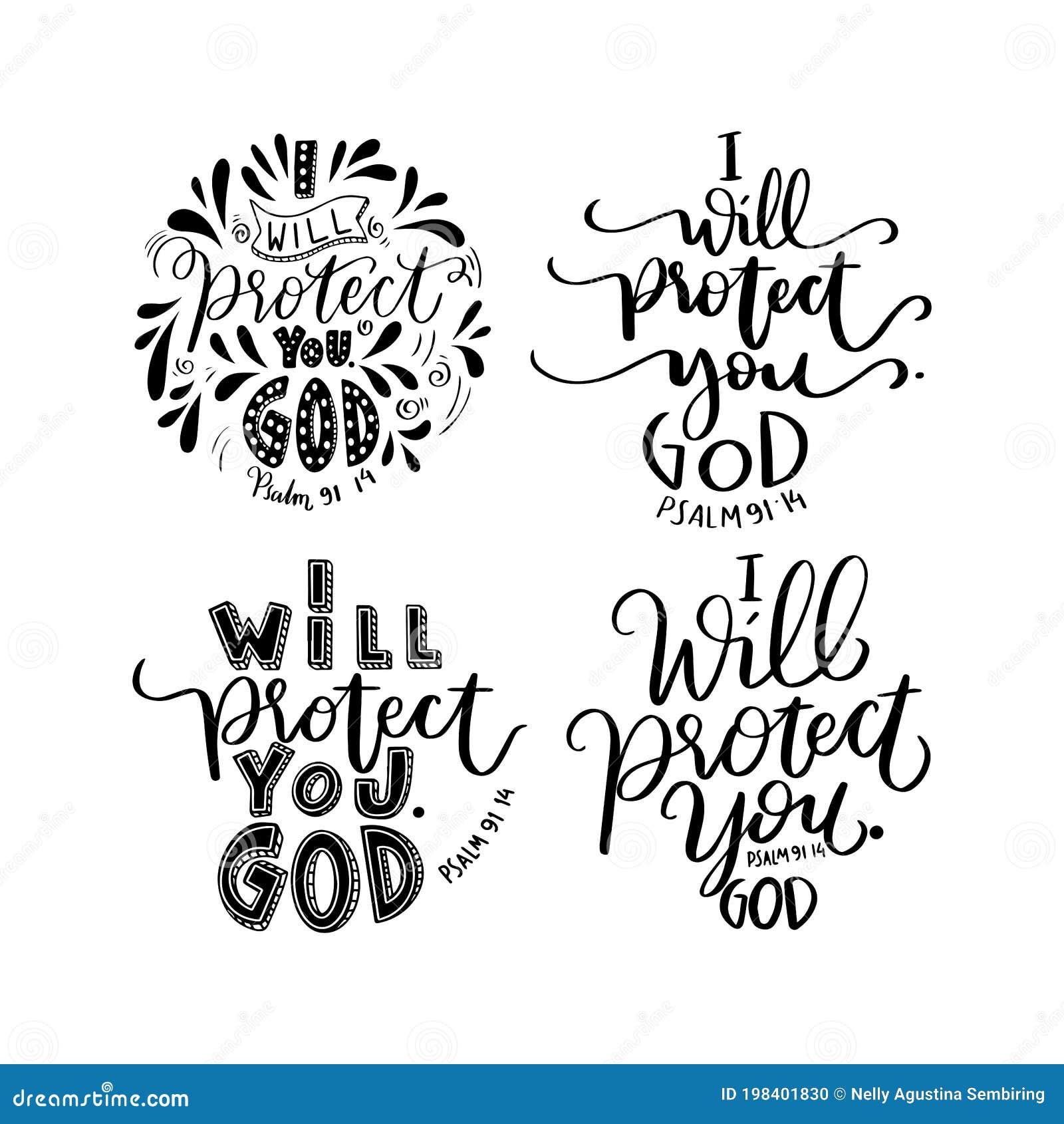 Set of Printable Scripture Lettering on White Background Stock Vector ...