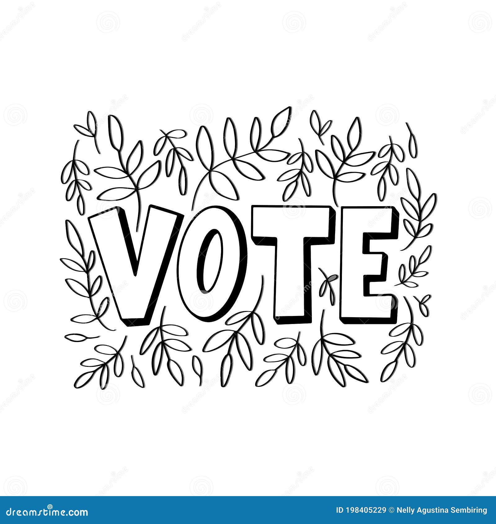 Hand Lettered Vote with Floral Doodle Stock Vector - Illustration of ...