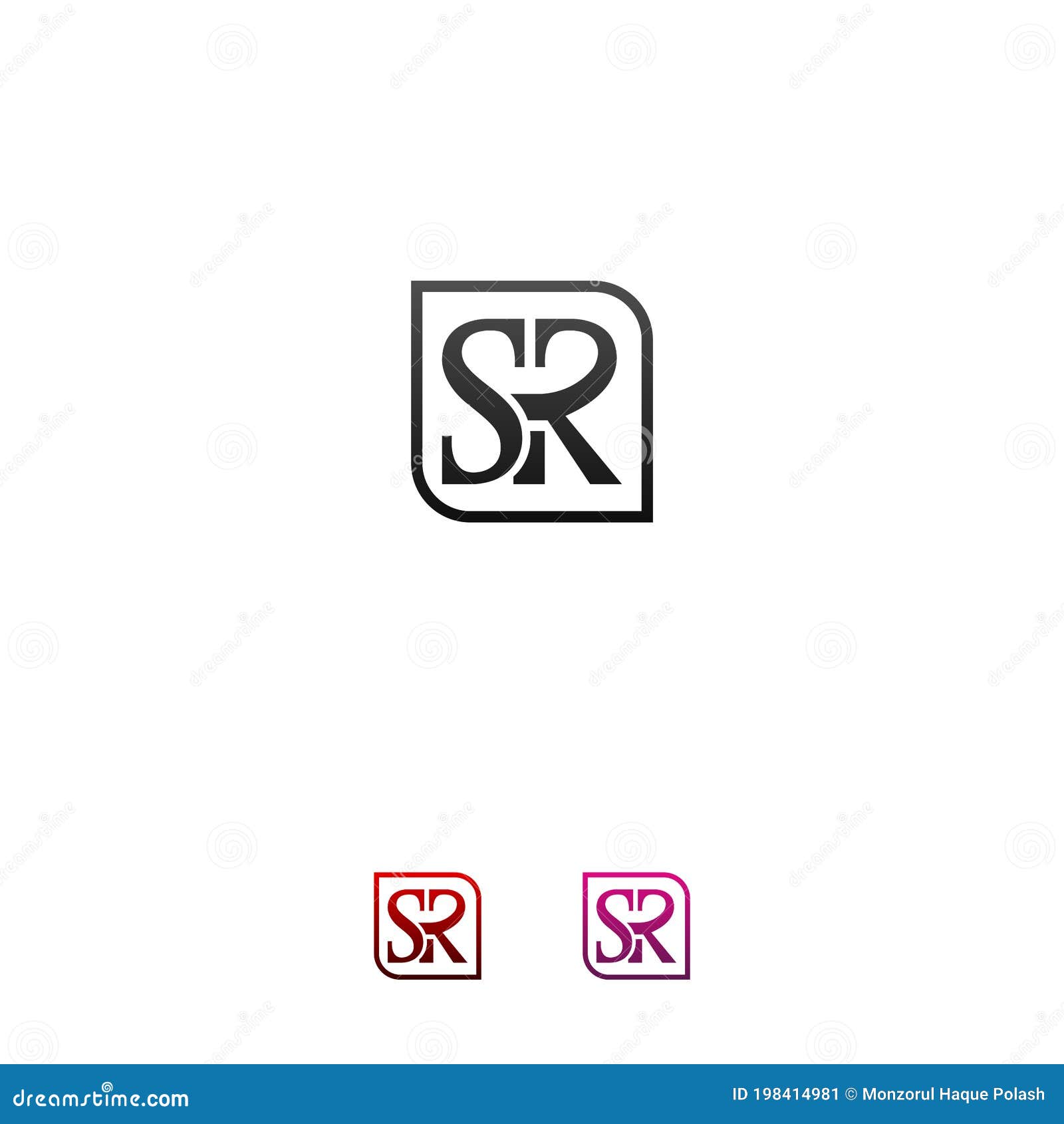 SR S R Letter Logo Design with Blue Square and Swoosh. Creative SR Logo ...