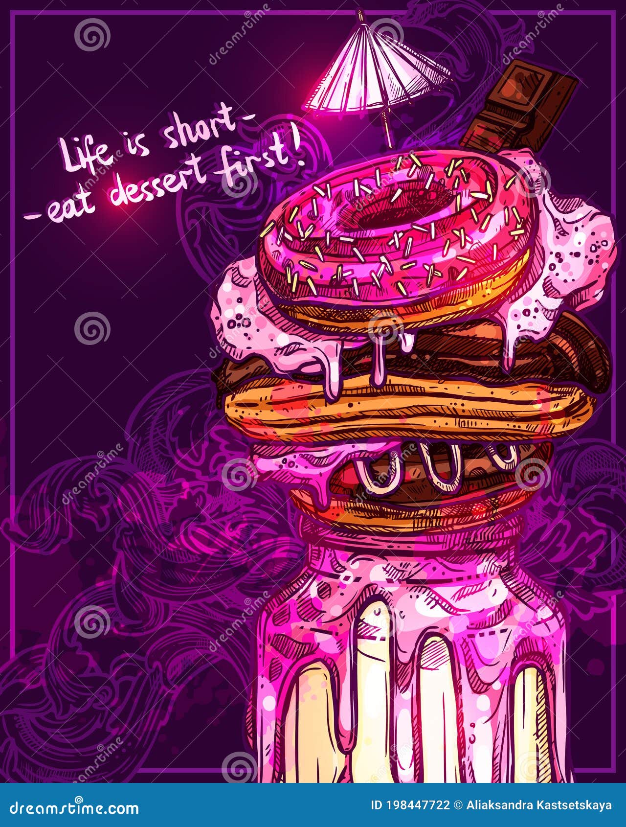 Creative Hand Drawn Poster with Freak and Crazy Milkshakes Stock Vector ...