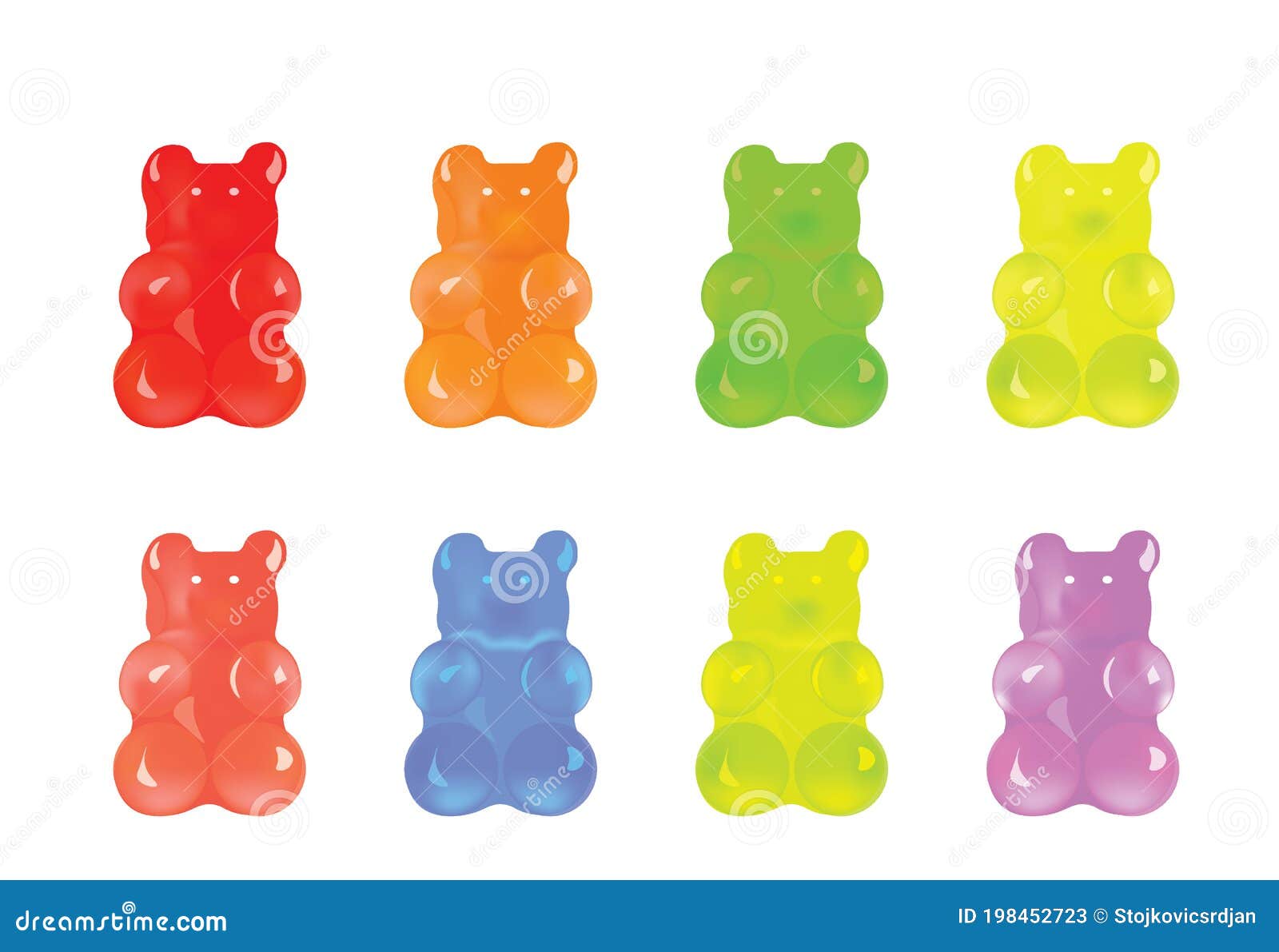 Gummy bear candy set6 stock vector. Illustration of cartoon - 198452723