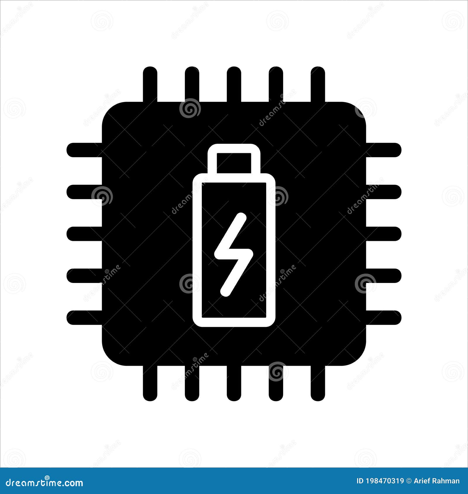 Computer Cpu Icon Vector. Computer Cpu with Battery Power Icon. Solid ...