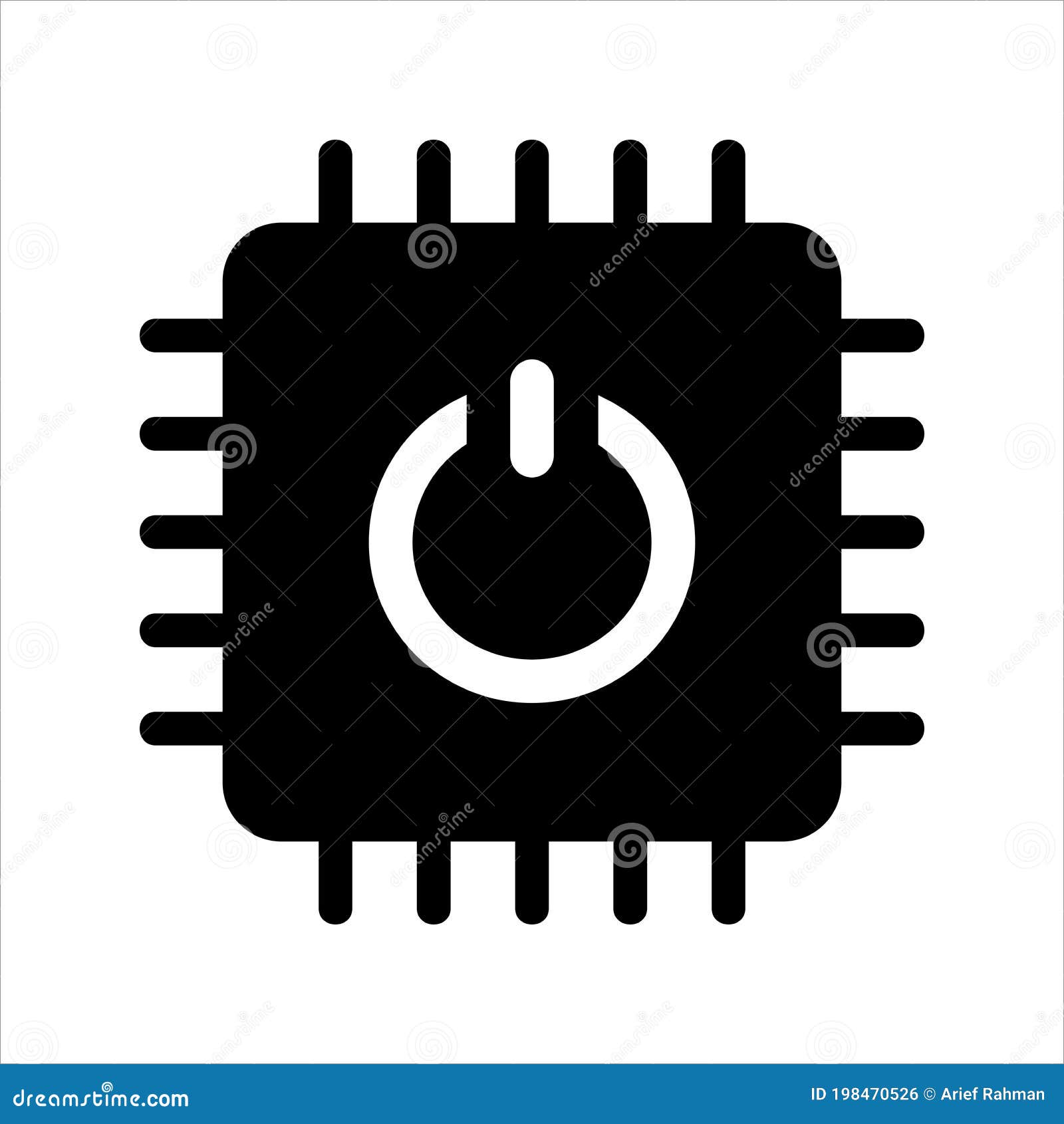 Computer Cpu Icon Vector. Computer Cpu with Power Button Icon. Solid ...