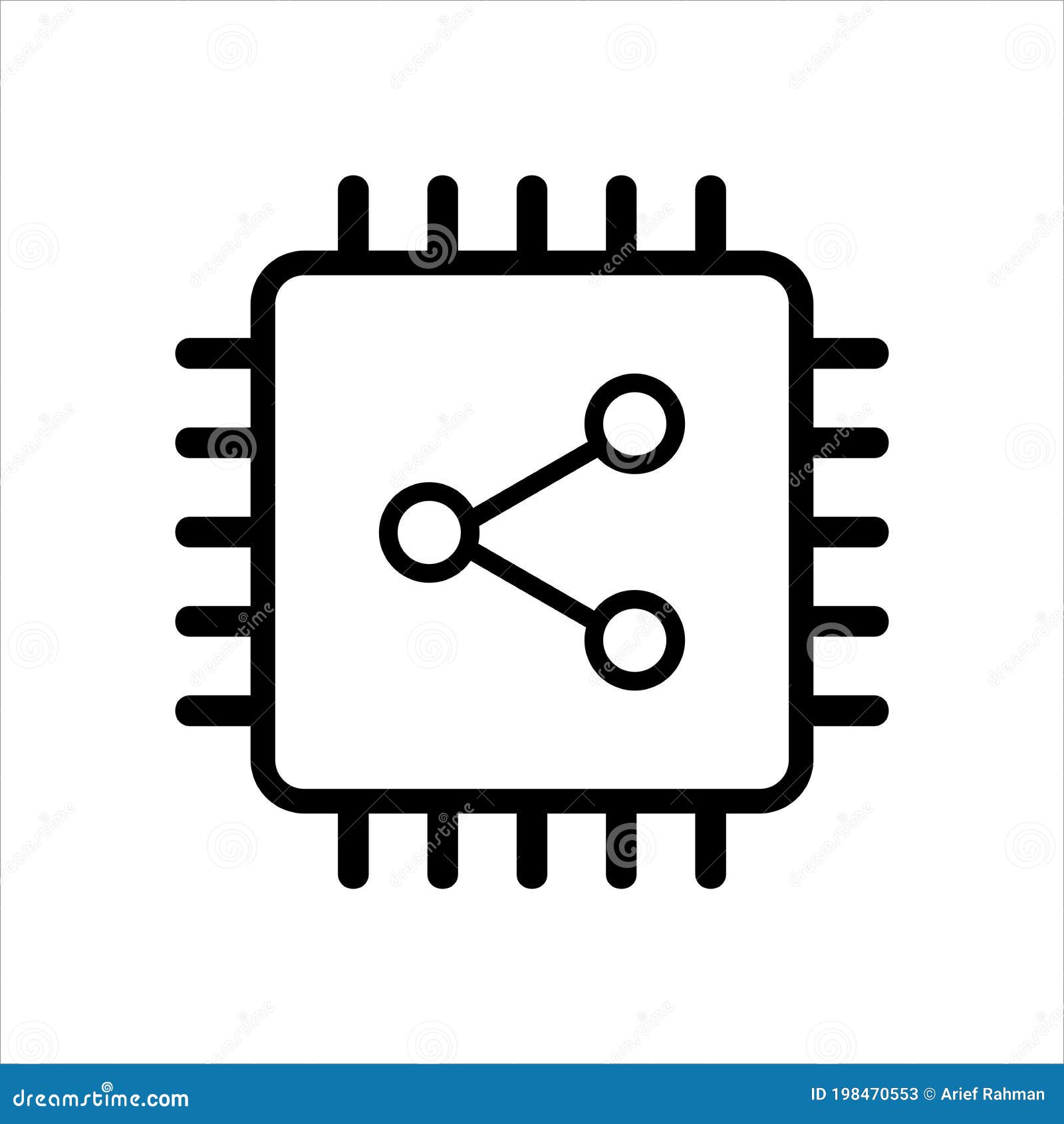 Computer Cpu Icon Vector. Computer Cpu with Connection Dot Icon ...