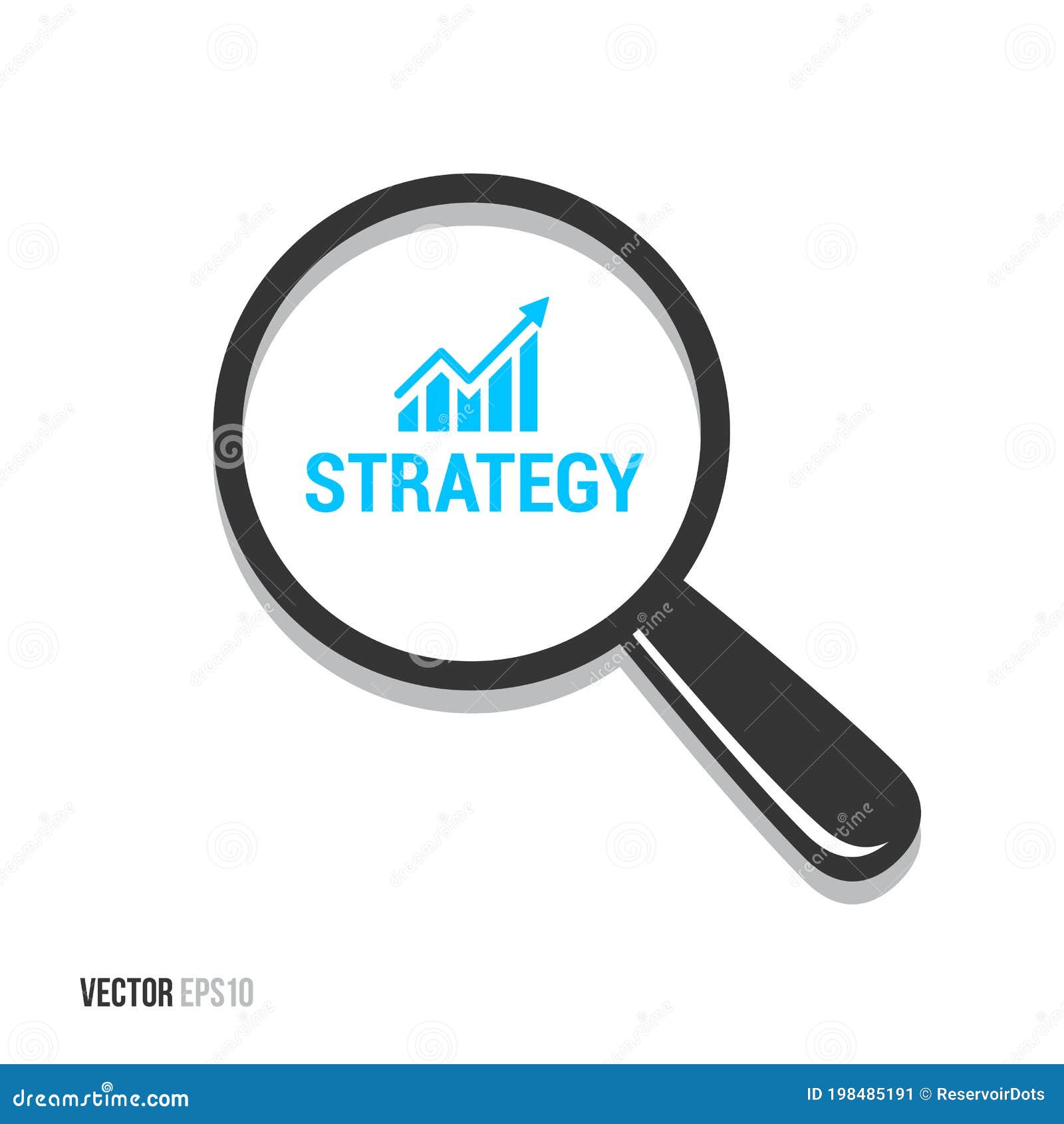 Strategy Magnifying Glass stock vector. Illustration of background ...