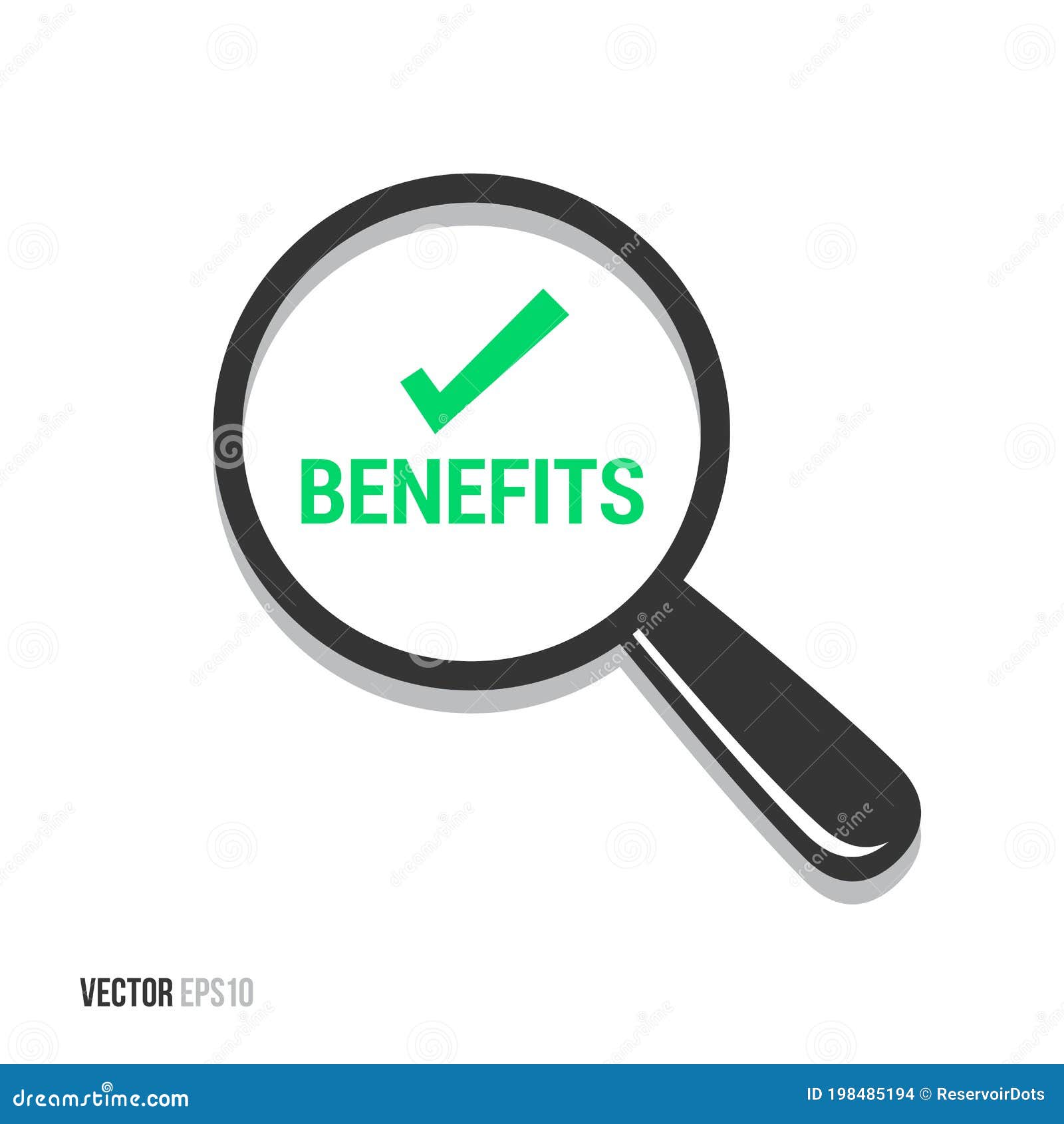 Benefits With Magnifying Glass On White Royalty-Free Stock Image | CartoonDealer.com #263946028