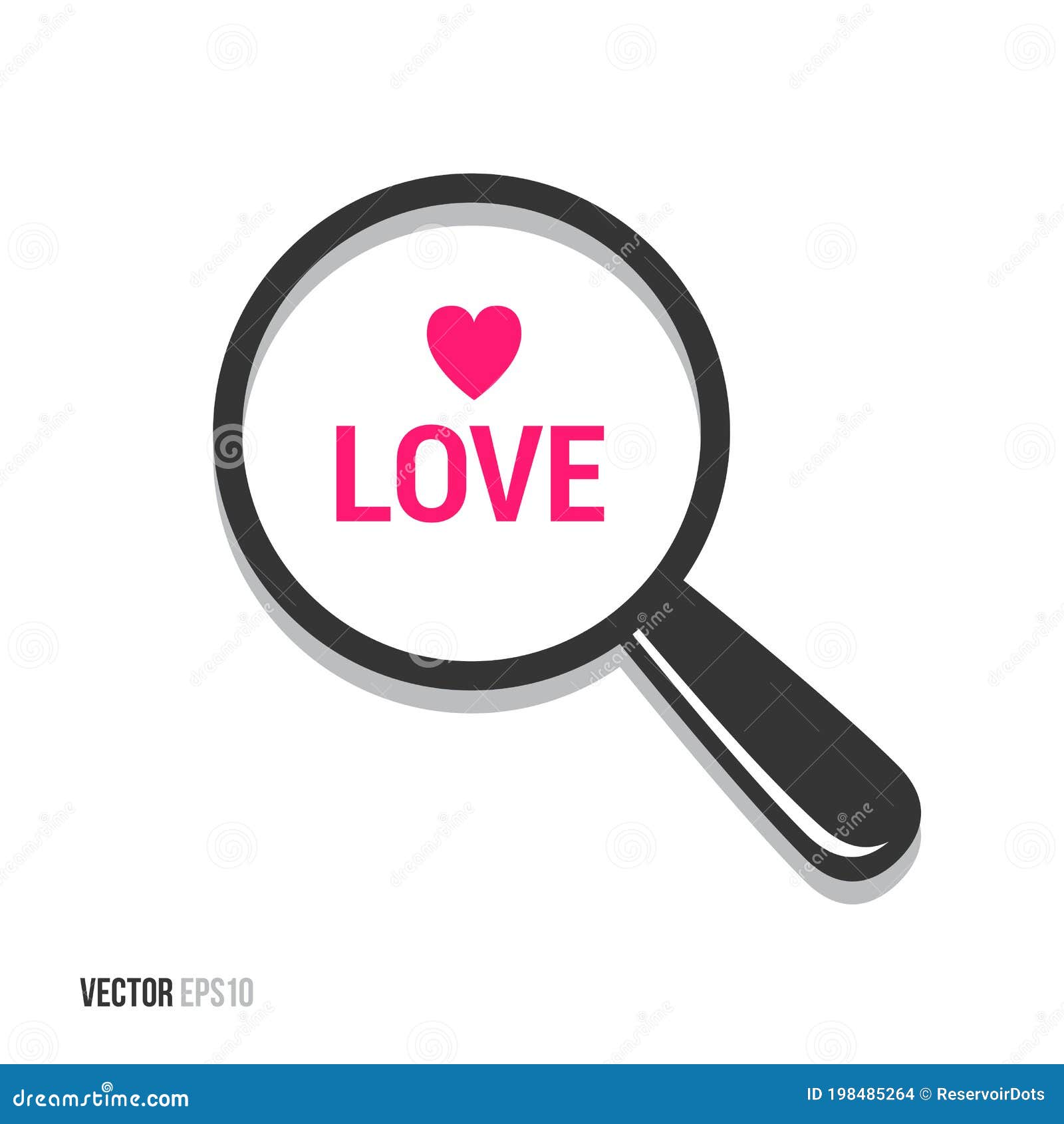 Love Magnifying Glass stock vector. Illustration of vector - 198485264