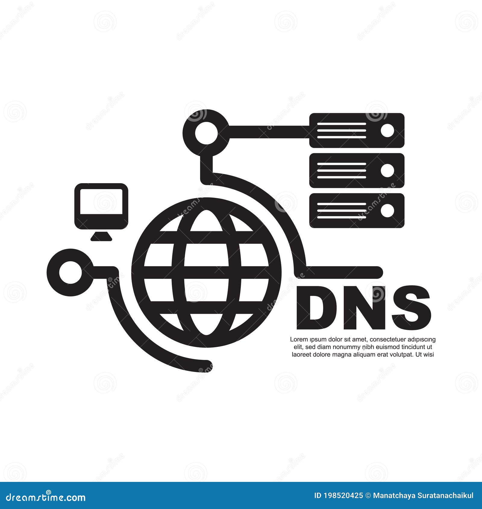 DNS Icon Isolated on White Background Stock Vector - Illustration of ...