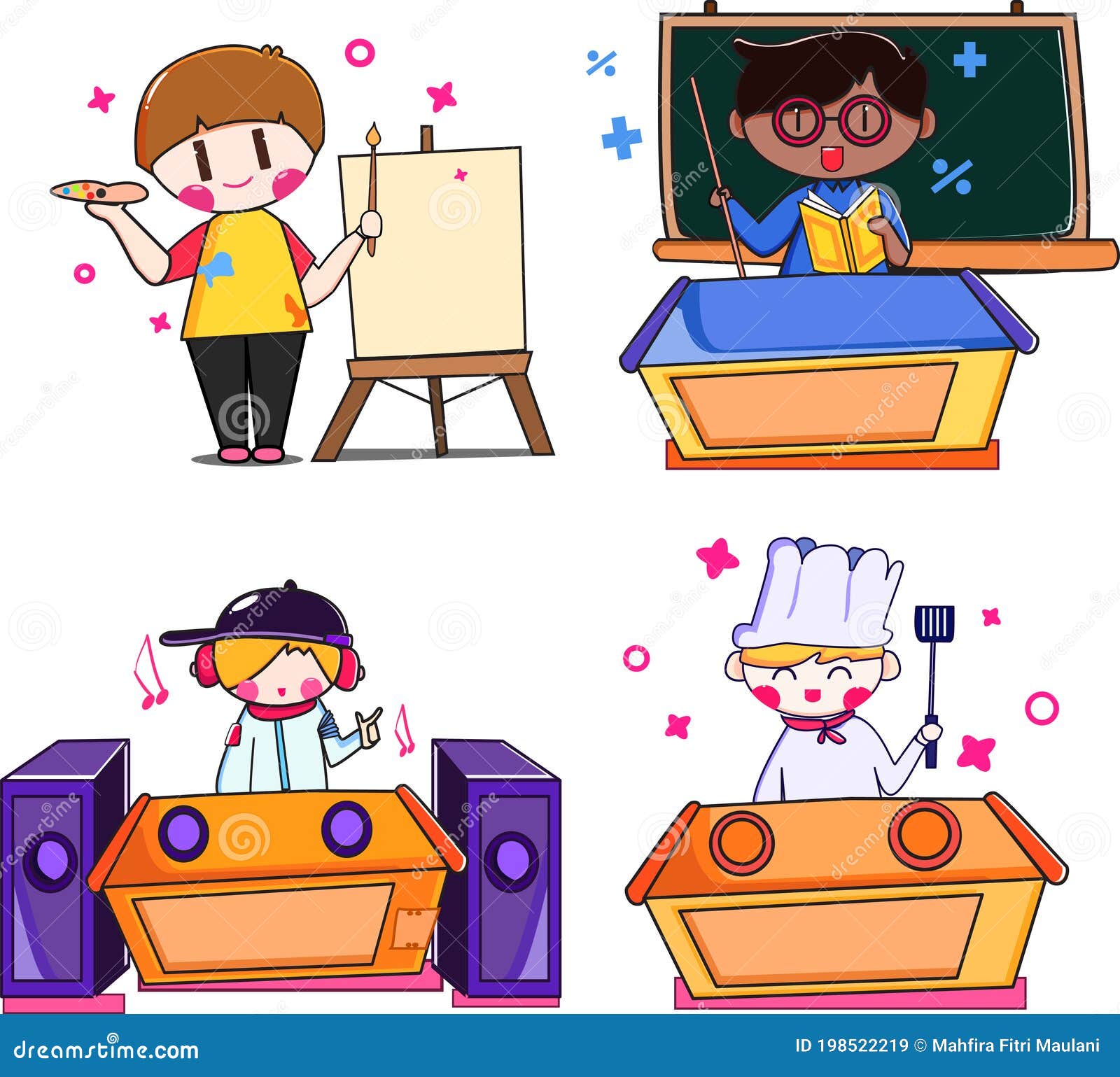 Various Jobs with Chibi Style Vector Stock Vector - Illustration of ...