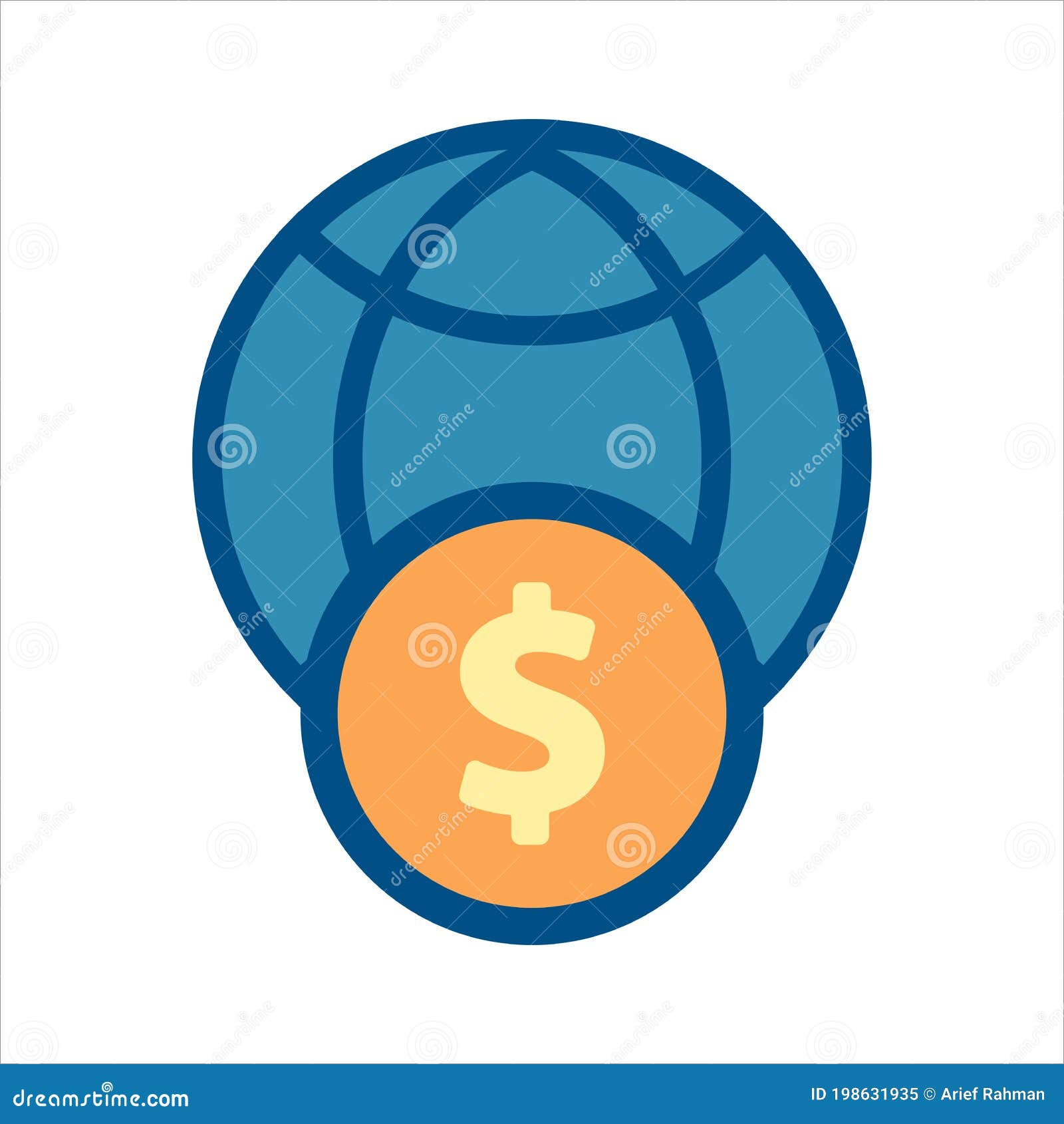 Globe Icon Vector. Globe with Money Icon .flat Design Style Icon Vector ...