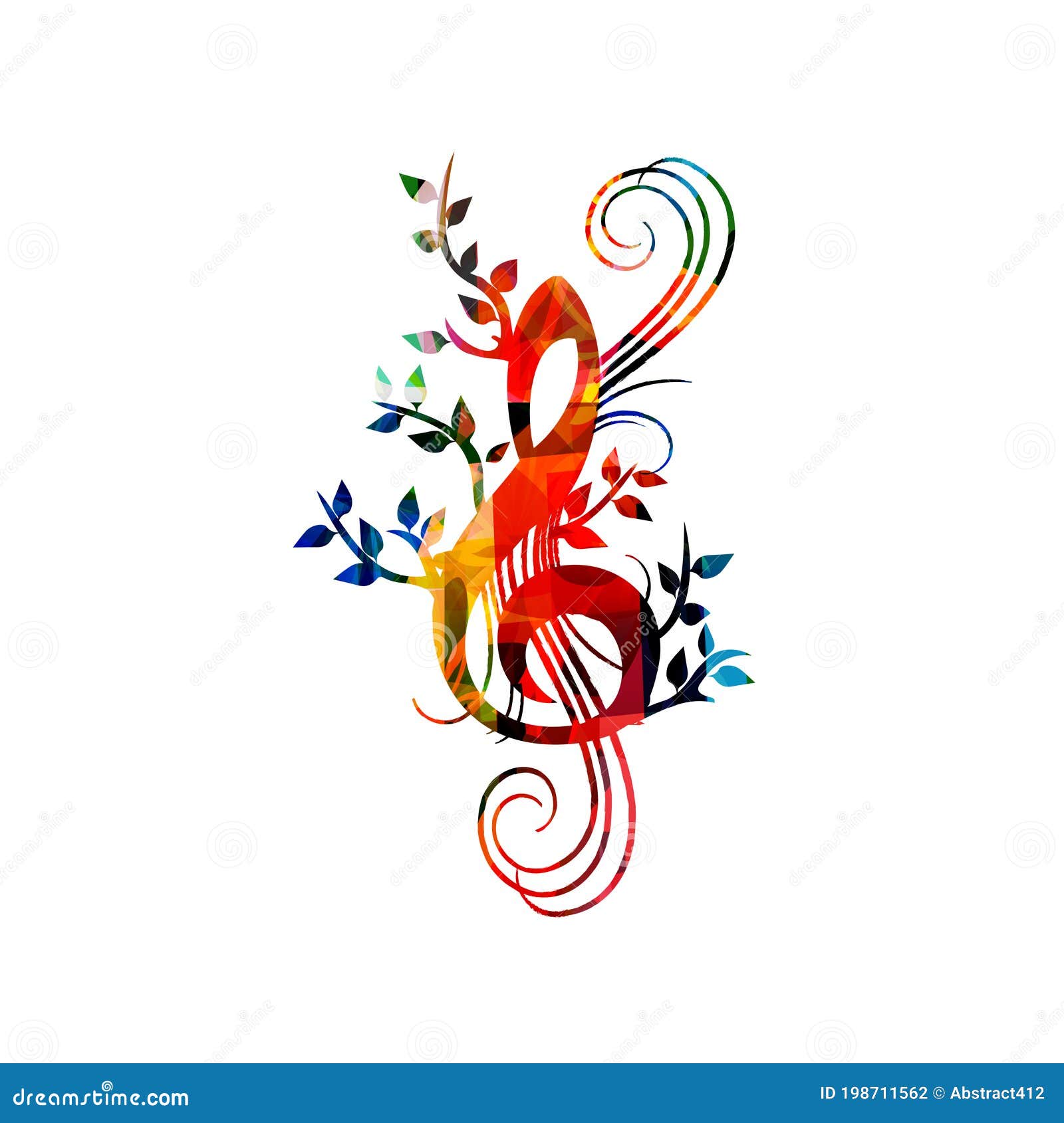 Colorful Music Promotional Poster with G-clef Isolated Vector ...