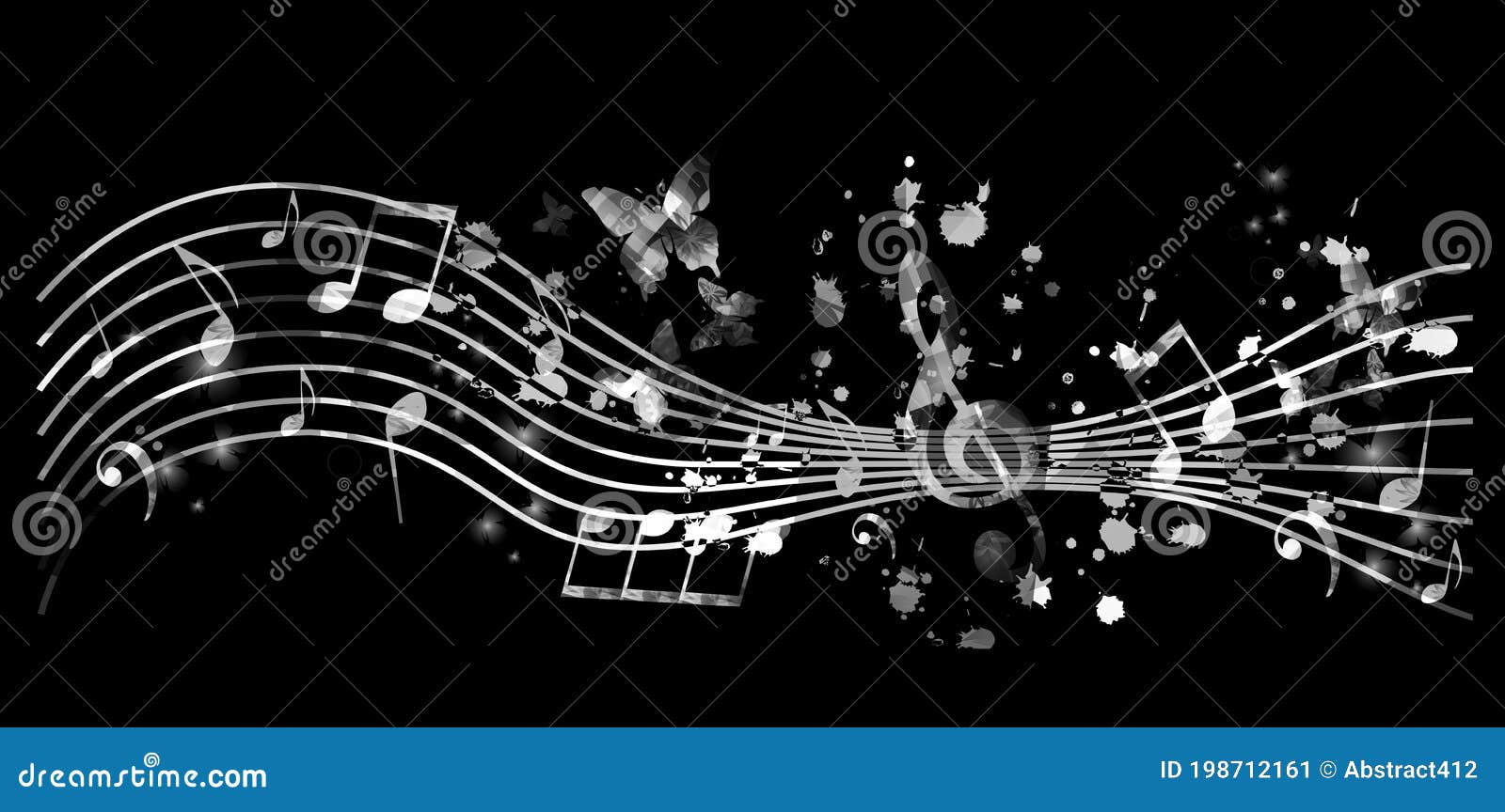 Music Promotional Poster with Music Notes Vector Illustration. Artistic ...