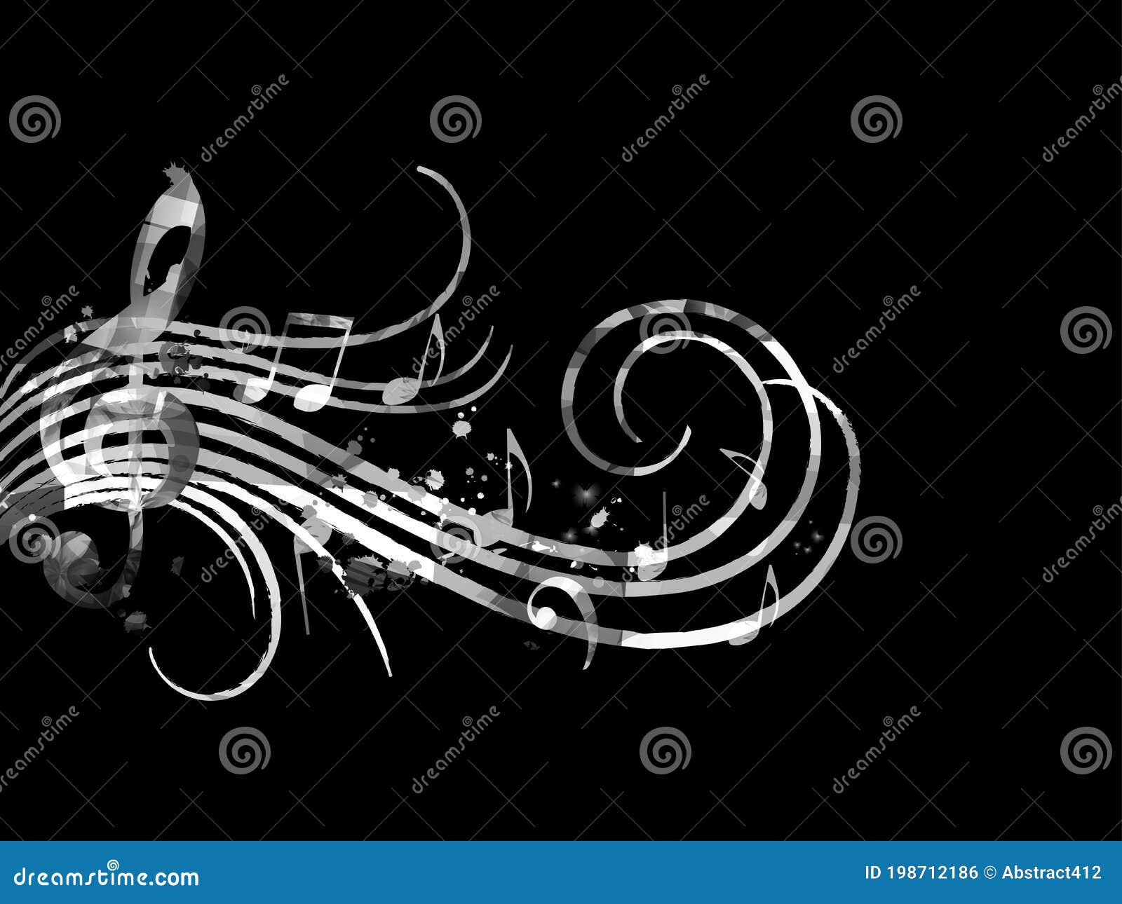 Music Promotional Poster with Music Notes Vector Illustration. Artistic ...