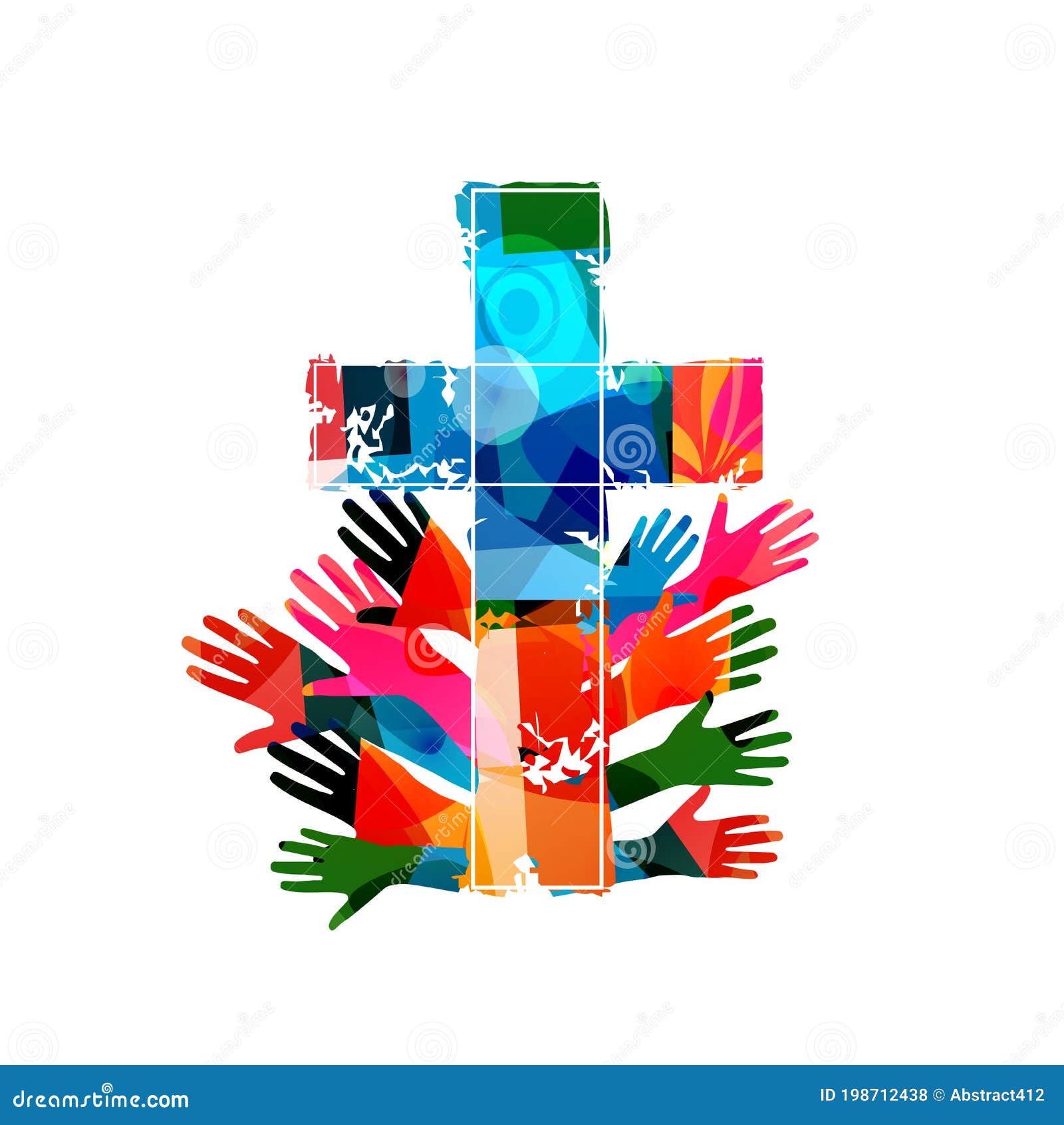 Colorful Christian Cross With Music Notes Isolated Vector Illustration ...