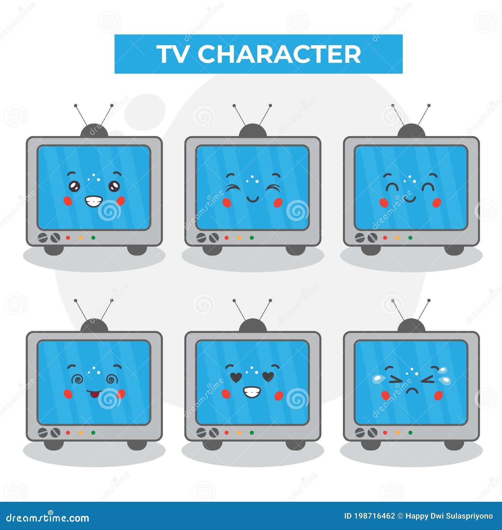 Cute Television Characters Set Stock Vector - Illustration of character ...