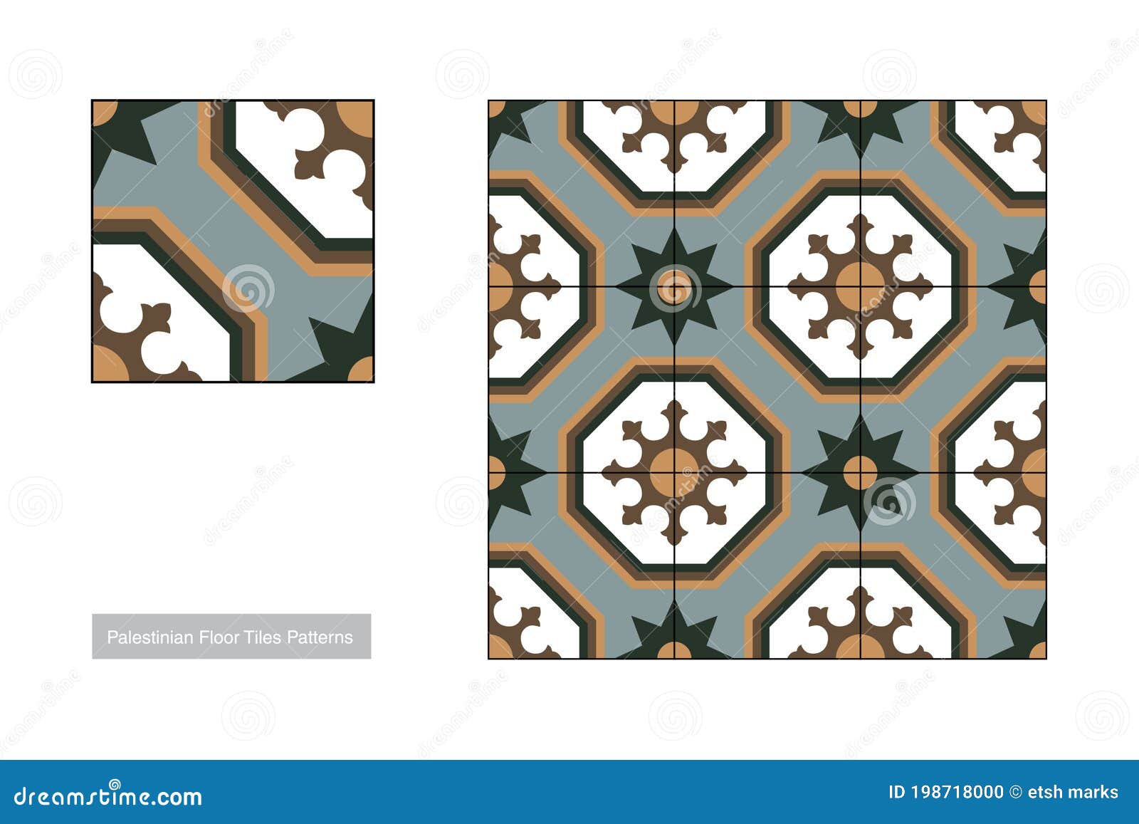 Traditional Palestinian Floor Tiles Seamless Pattern. Stock Vector ...