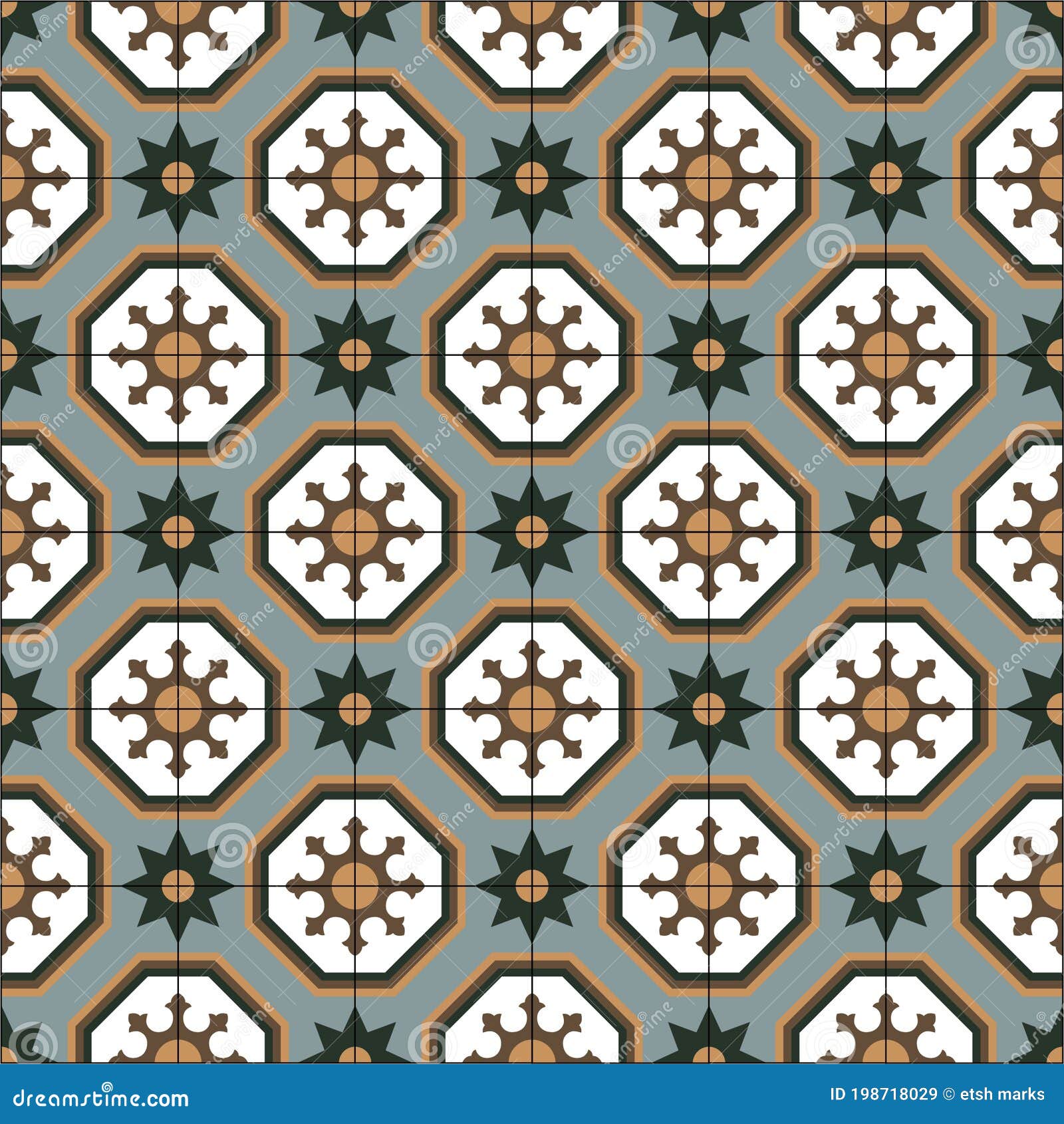 Traditional Palestinian Floor Tiles Seamless Pattern. Stock Vector ...