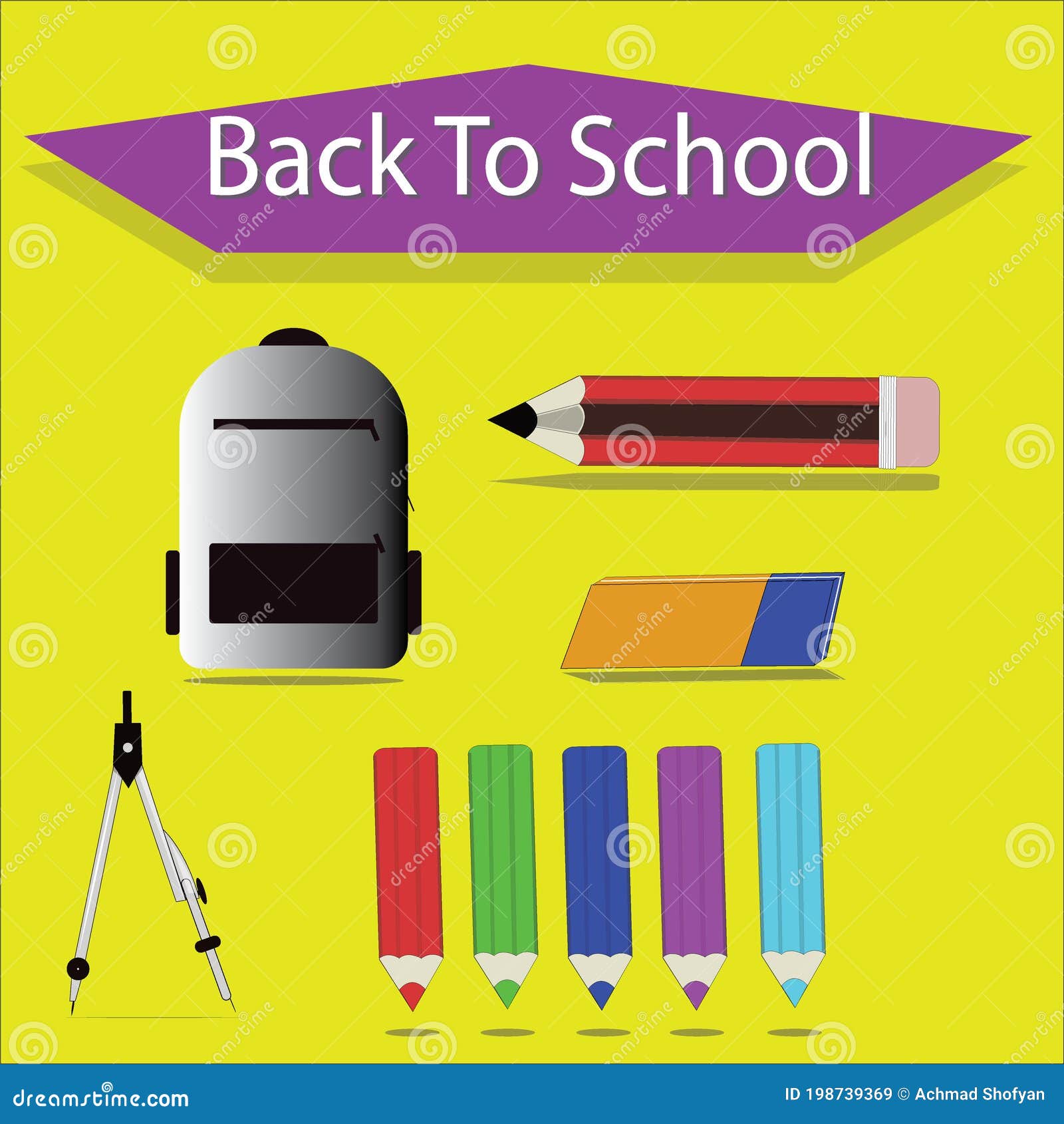 Background Back To School Yellow Abstrak Stock Vector - Illustration of ...