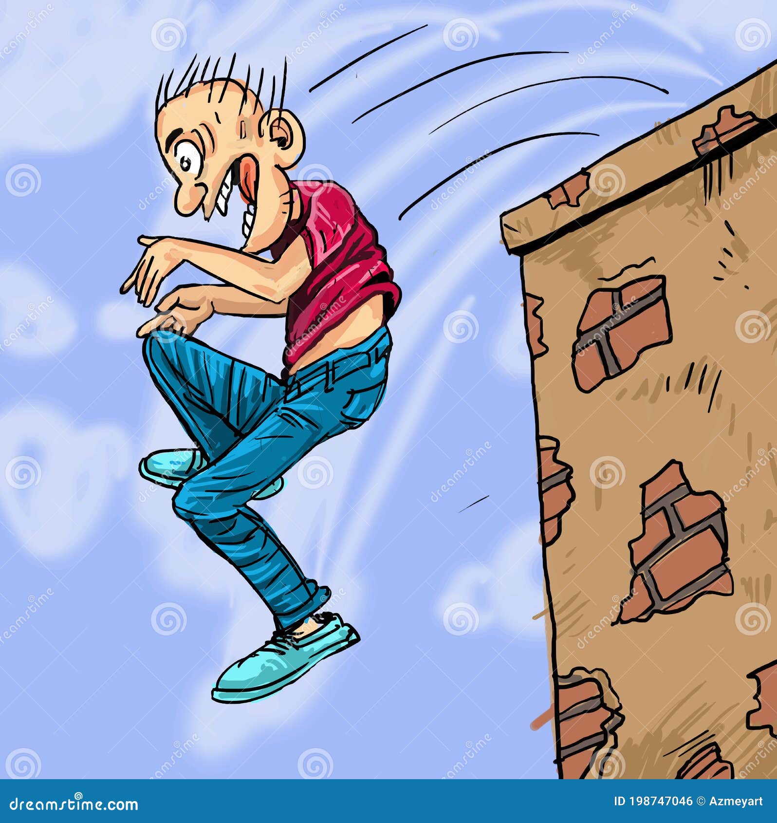 A Boy Jump from High Building Stock Illustration - Illustration of ...