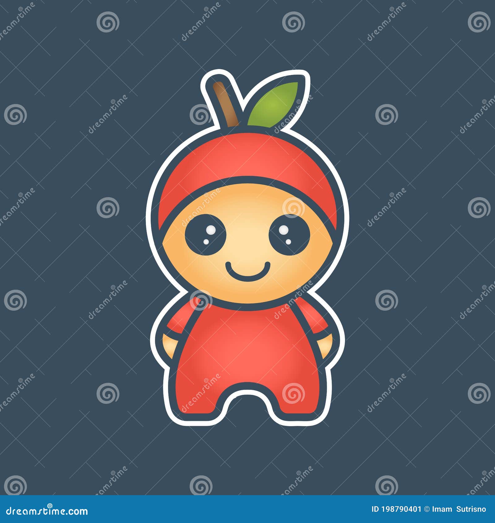 Cute Apple Mascot Vector Design Stock Vector - Illustration of food ...