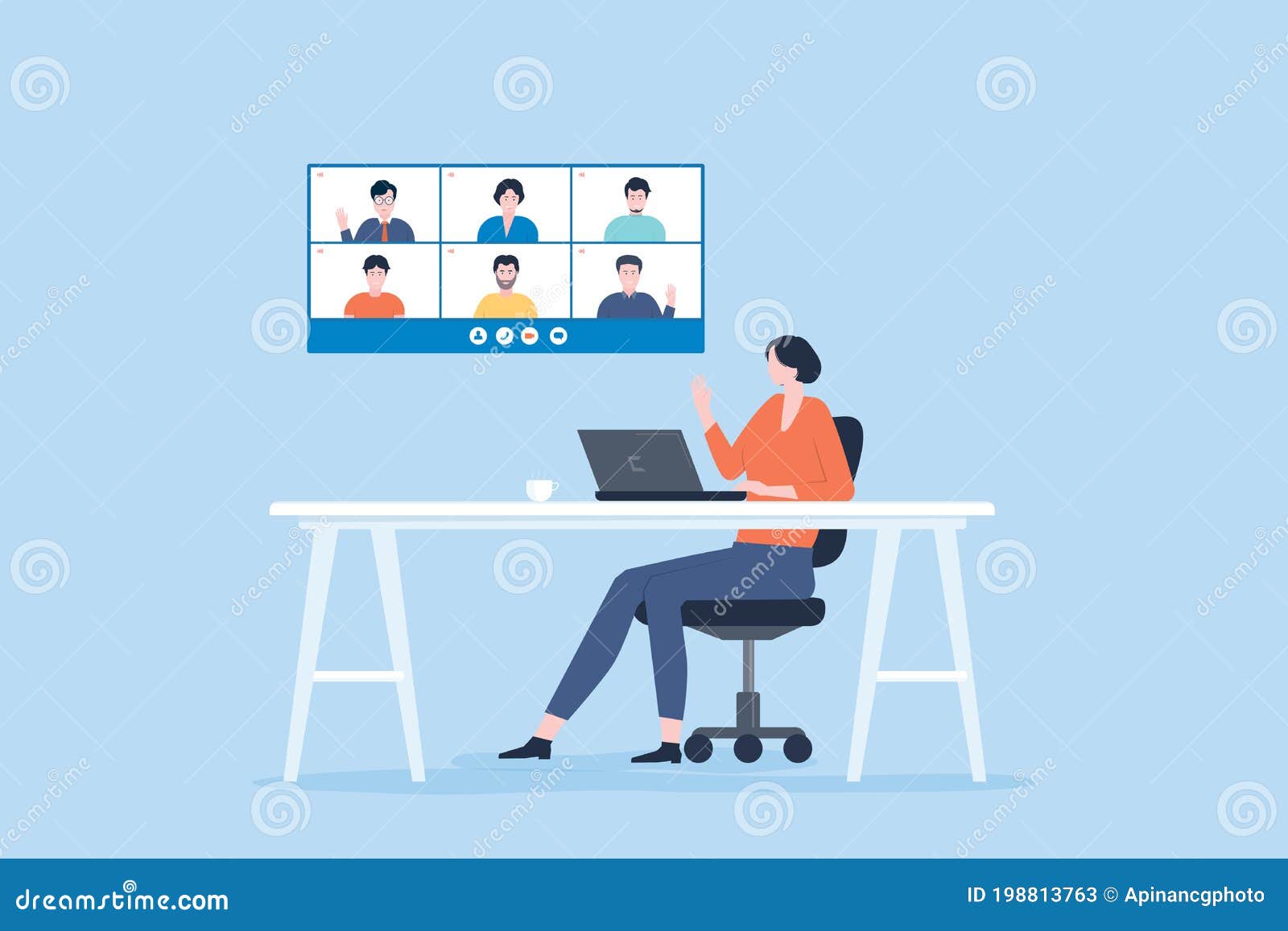 Video Conferencing At Home, People Having Video Call Meeting With ...