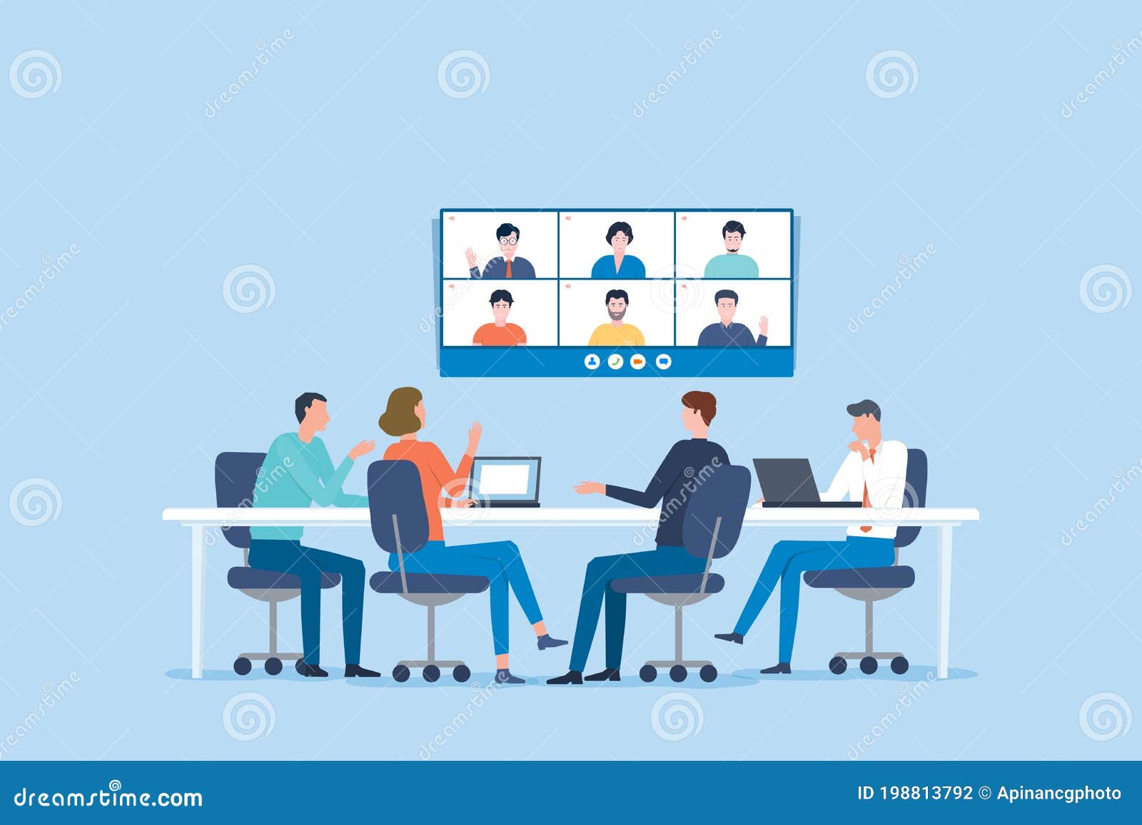 Group Business Team Video Conference Meeting Online and Business People ...