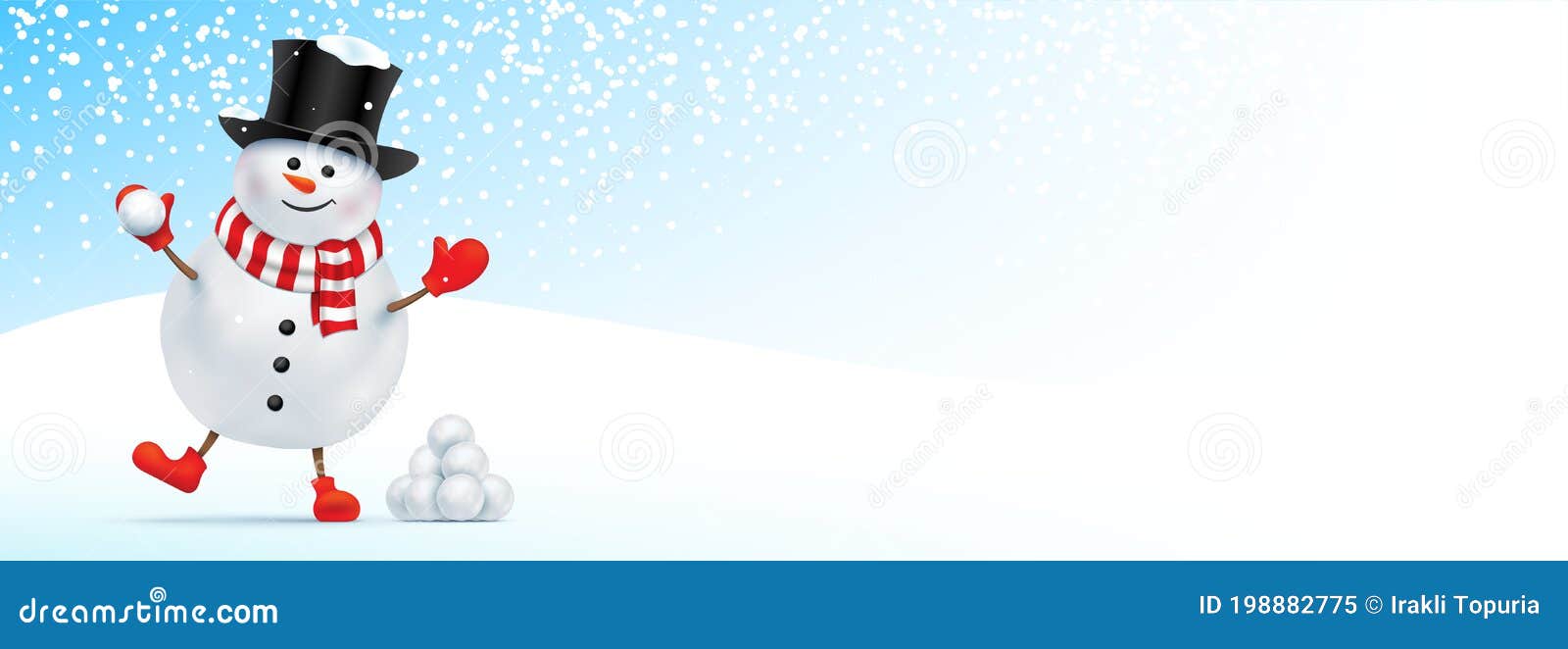 Christmas Banner Design with a Happy Snowman. Stock Vector ...