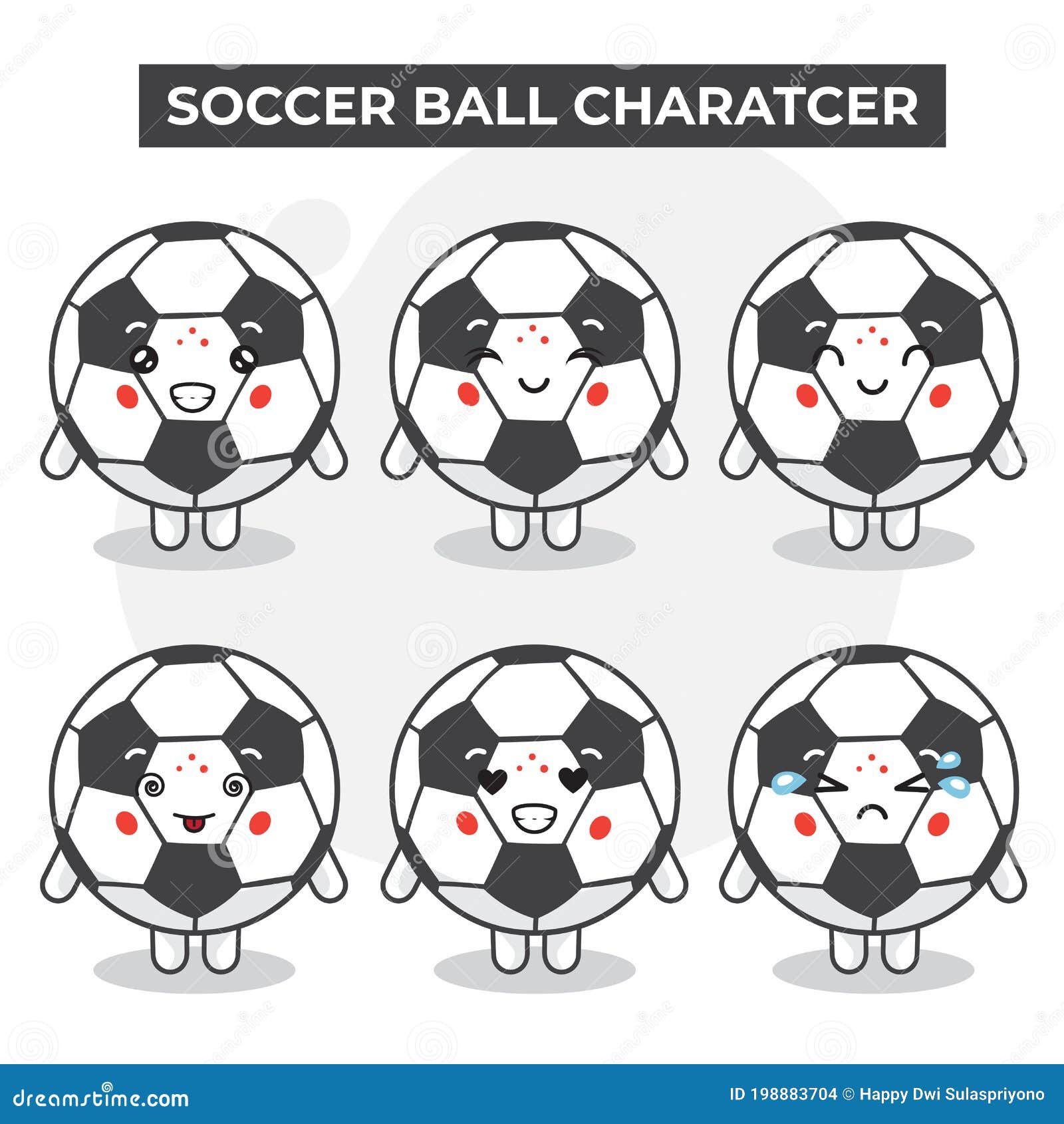 Cute Soccer Ball Characters Set Vector Illustration | CartoonDealer.com ...