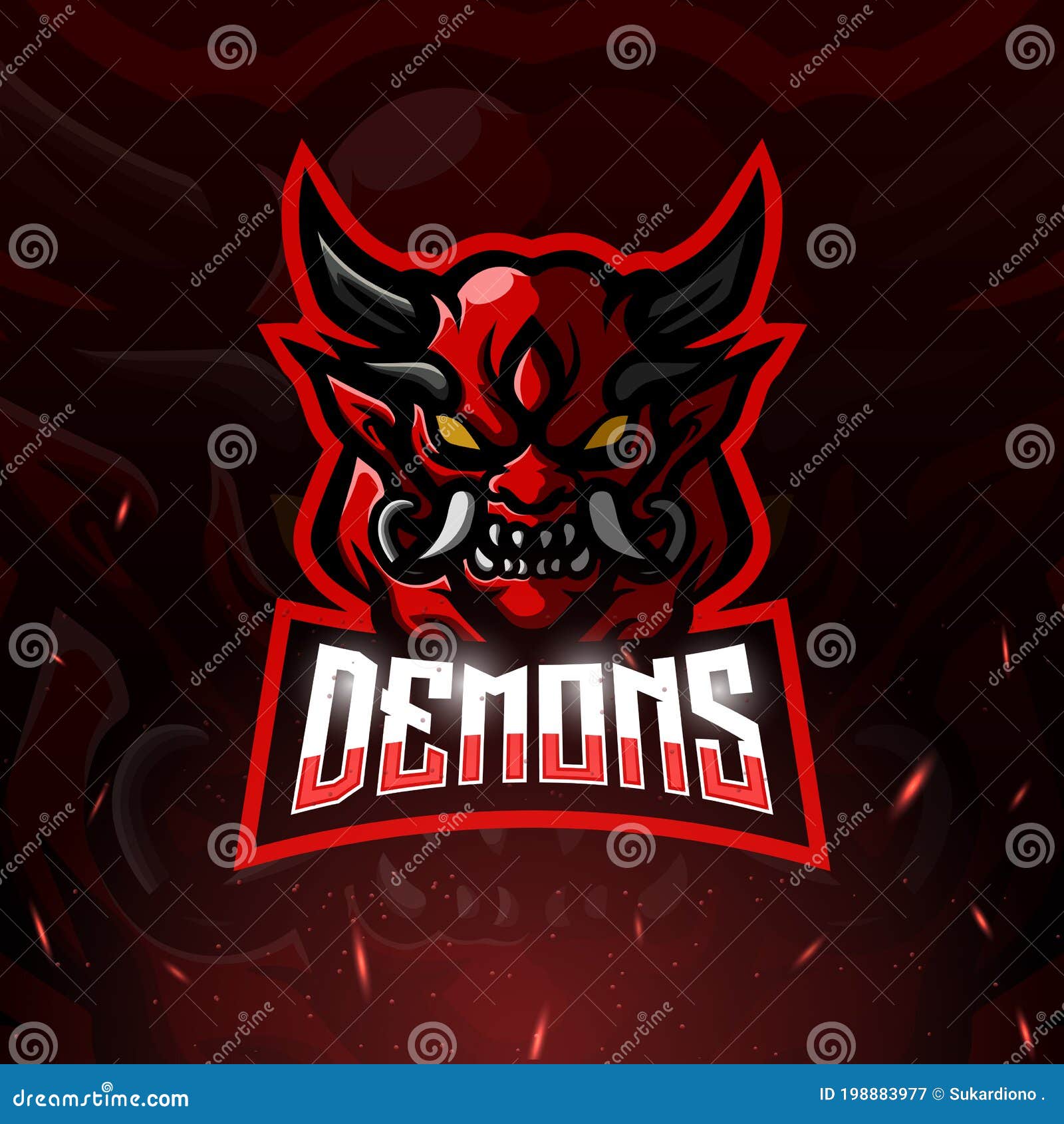Demons Mascot Esport Logo Design Stock Vector - Illustration of fire ...