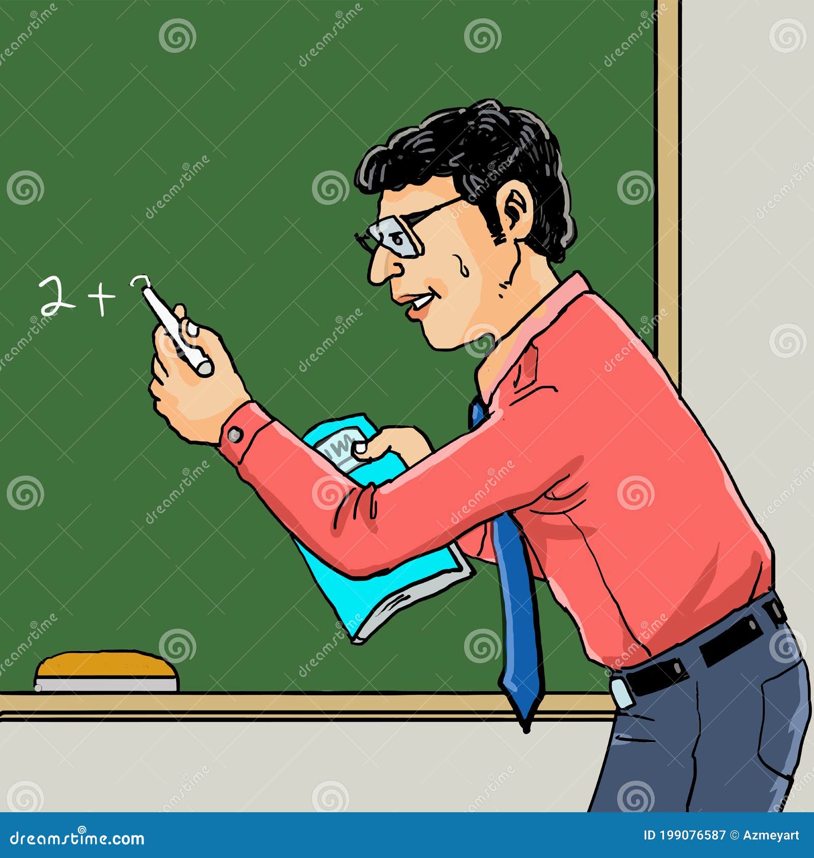 Teacher with Left Handed Writing on the Blackboard Stock Vector ...