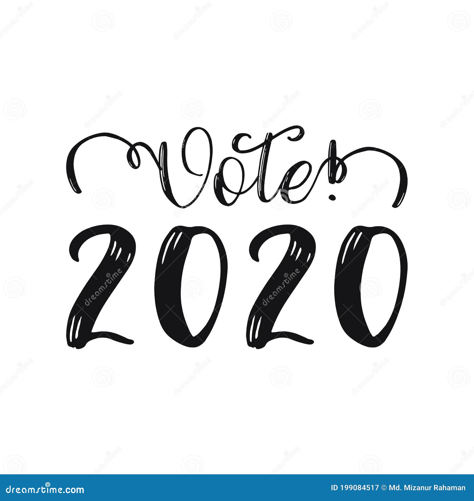 Vote 2020 Handwritten Calligraphic Style Vector Design Stock Vector ...