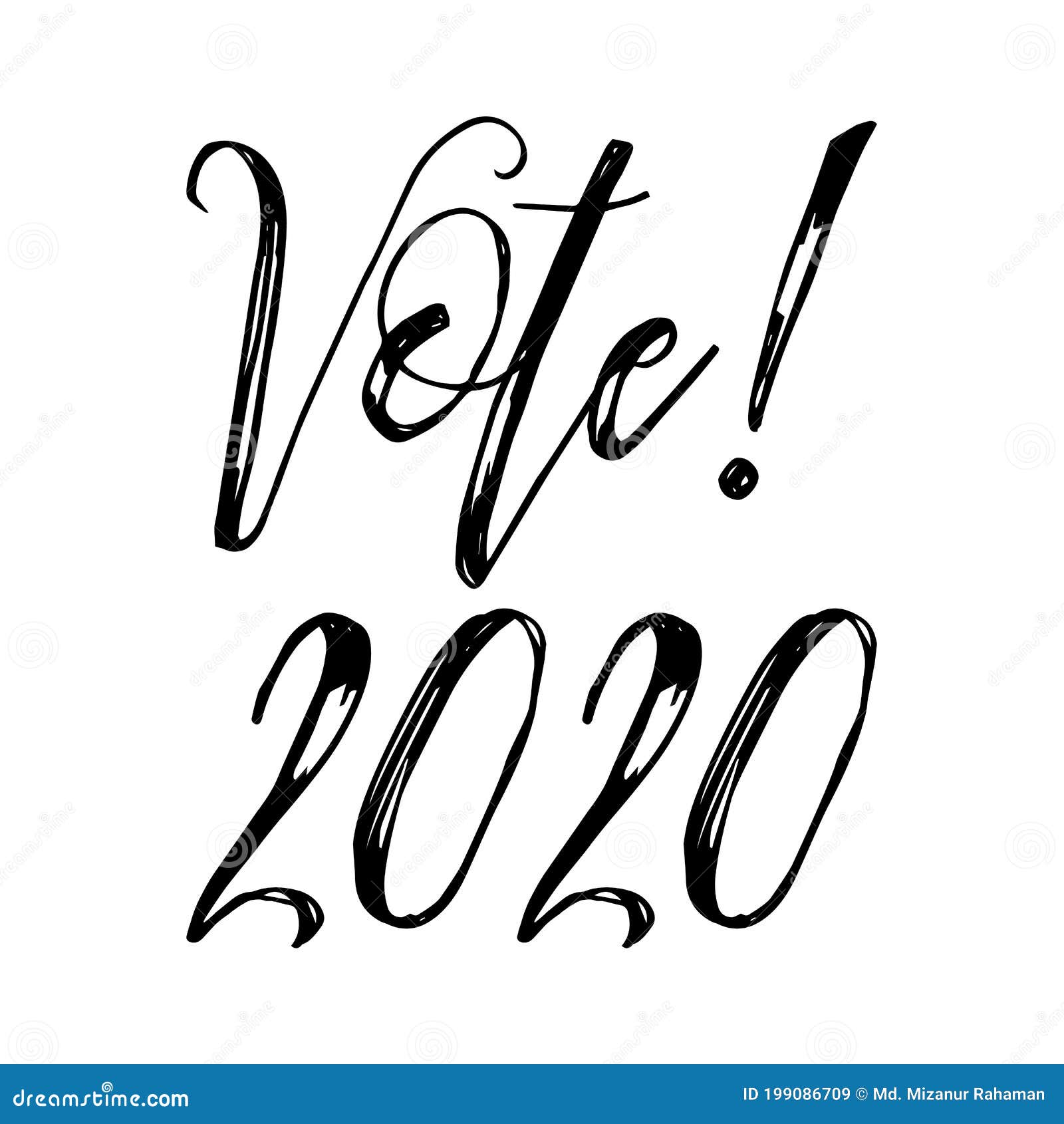 Vote 2020 Handwritten Calligraphic Style Vector Design Stock Vector ...