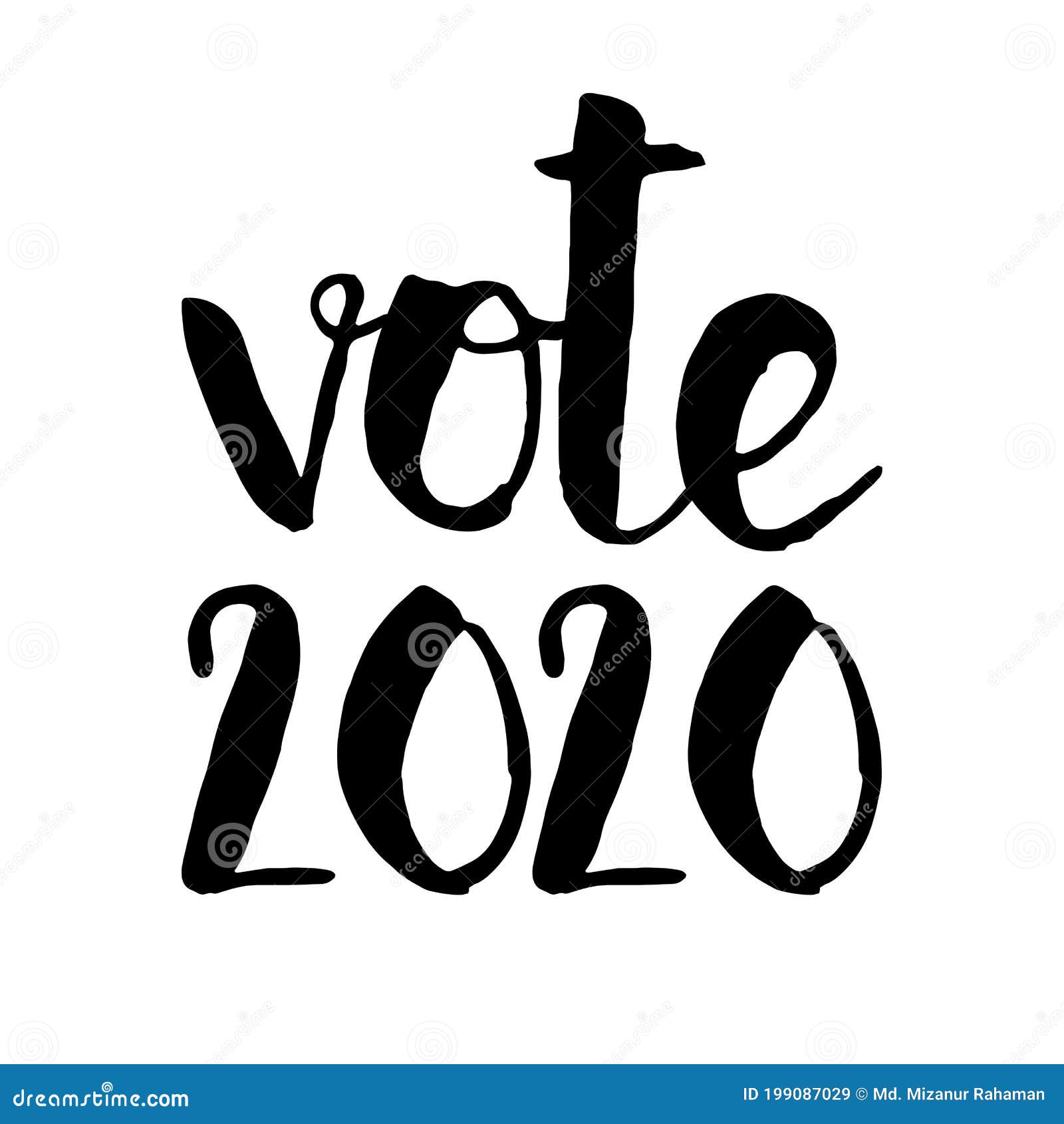 Vote 2020 Handwritten Calligraphic Style Vector Design Stock Vector ...