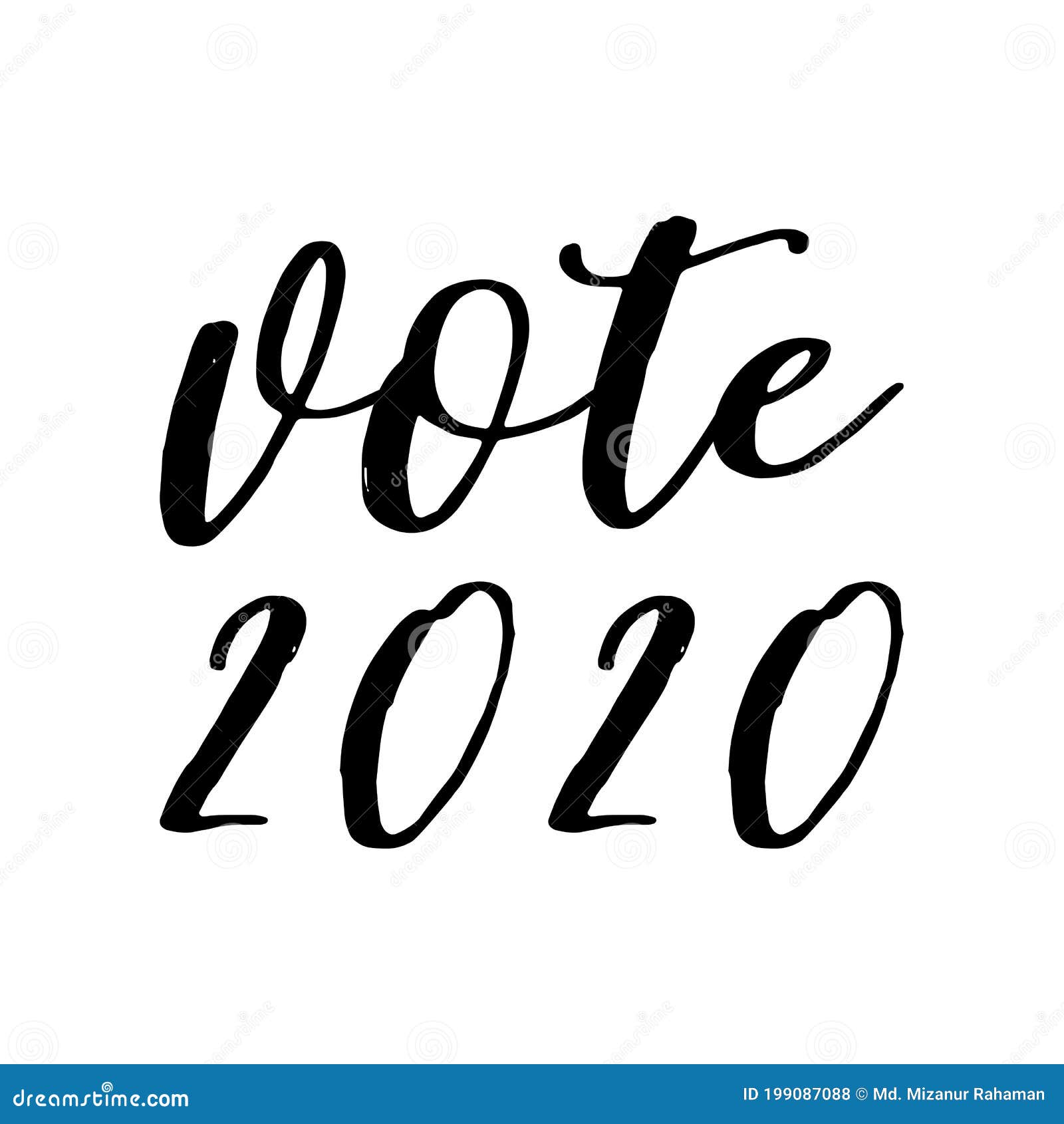 Vote 2020 Handwritten Calligraphic Style Vector Design Stock Vector ...