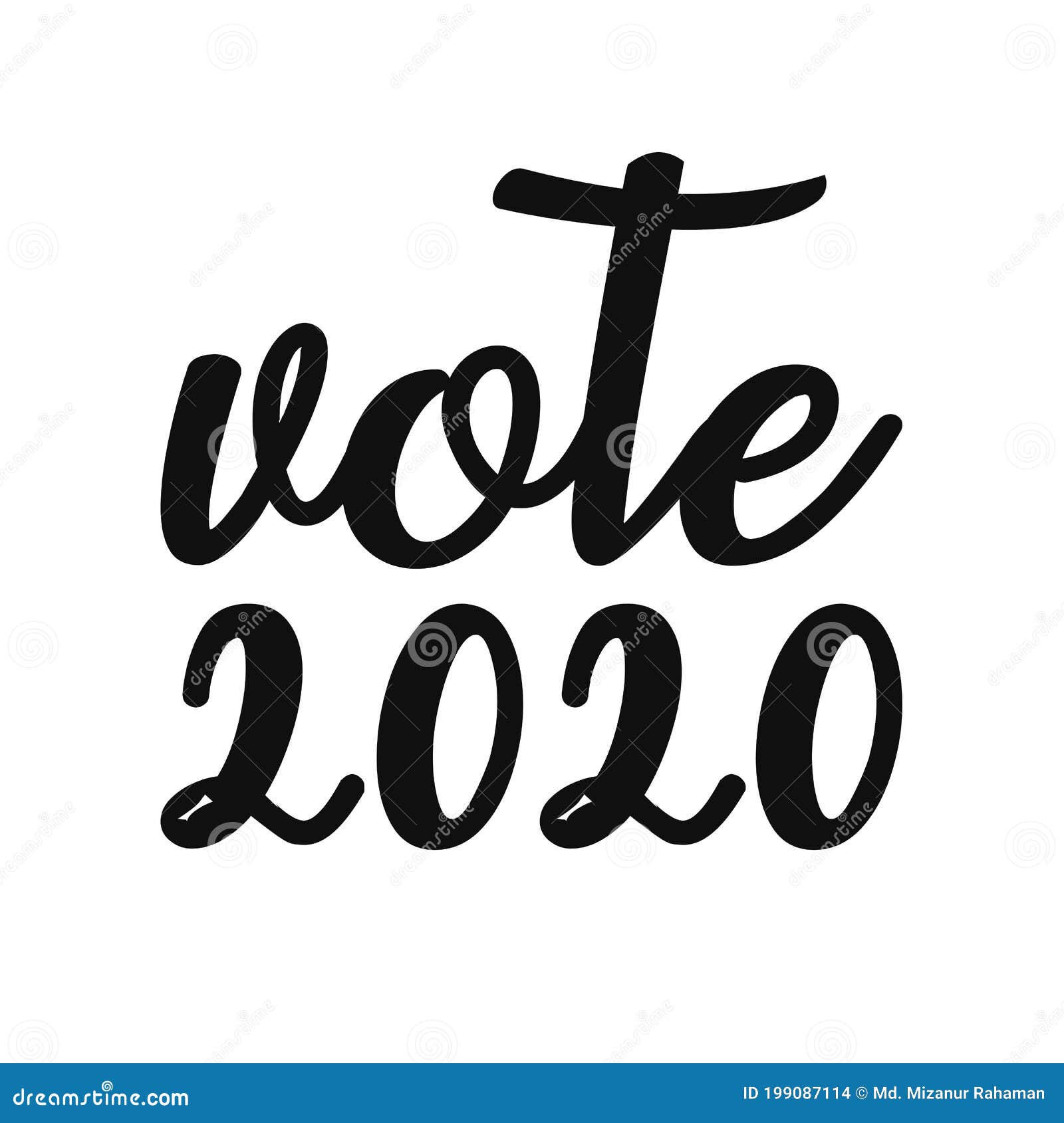 Vote 2020 Handwritten Calligraphic Style Vector Design Stock Vector ...