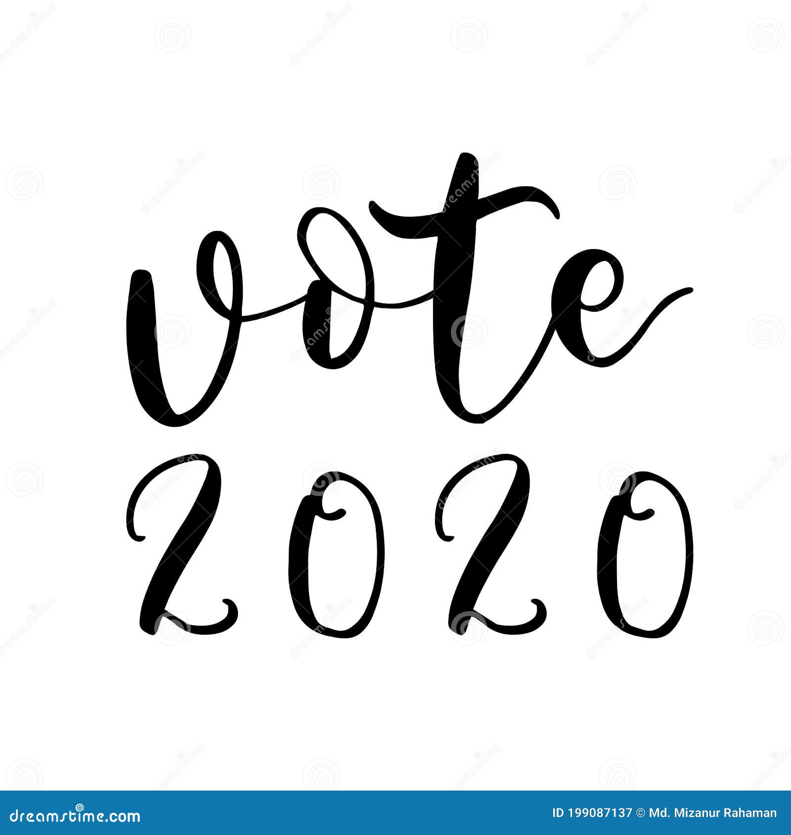 Vote 2020 Handwritten Calligraphic Style Vector Design Stock Vector ...