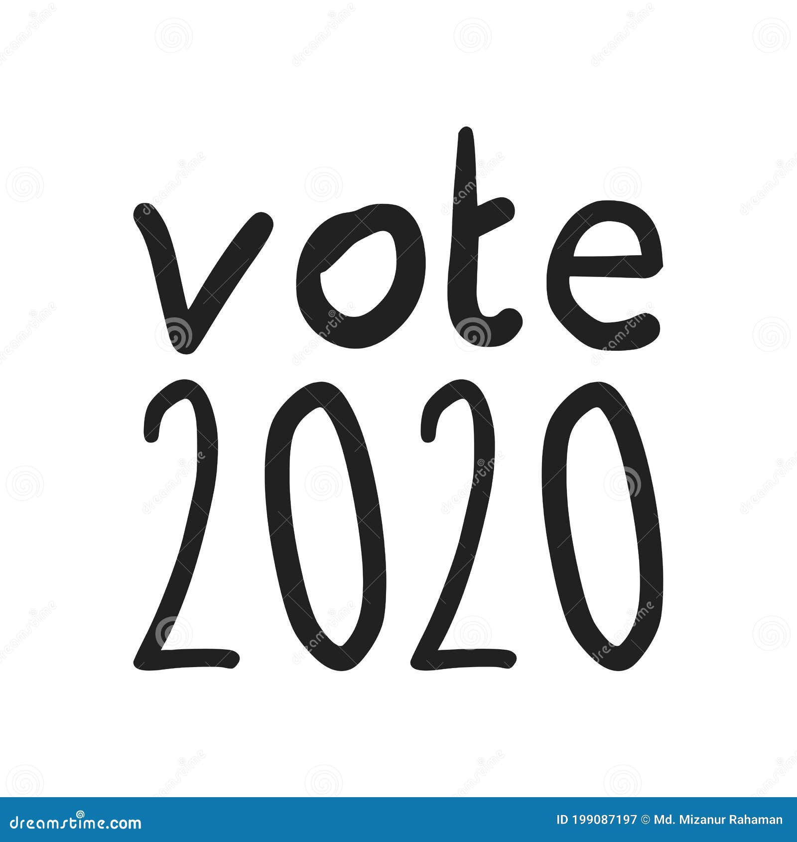 Vote 2020 Handwritten Calligraphic Style Vector Design Stock Vector ...